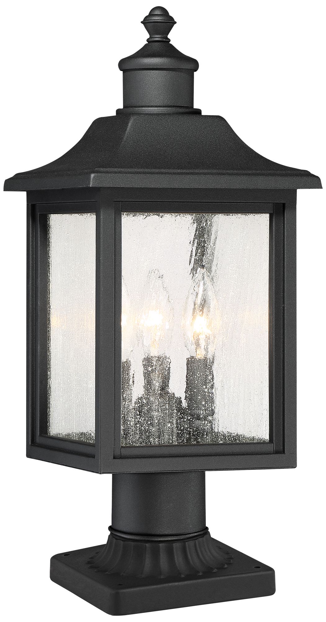 Moray Bay 17" High Black 3-Light Post Light with Pier Mount Adapter ...