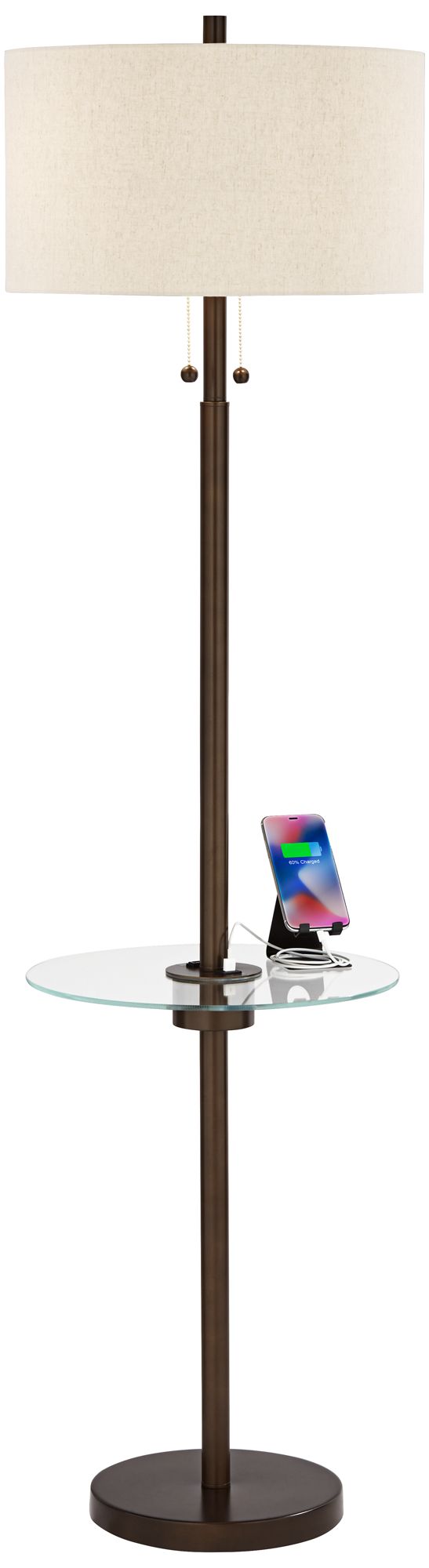 Morrow Bronze Tray Table Floor Lamp with USB Port and Outlet - #64M39 ...