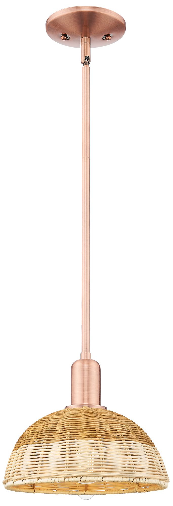 Natural Ballston Dome 9"W Copper Stem Mini Pendant w/ Fiber Shade ...
