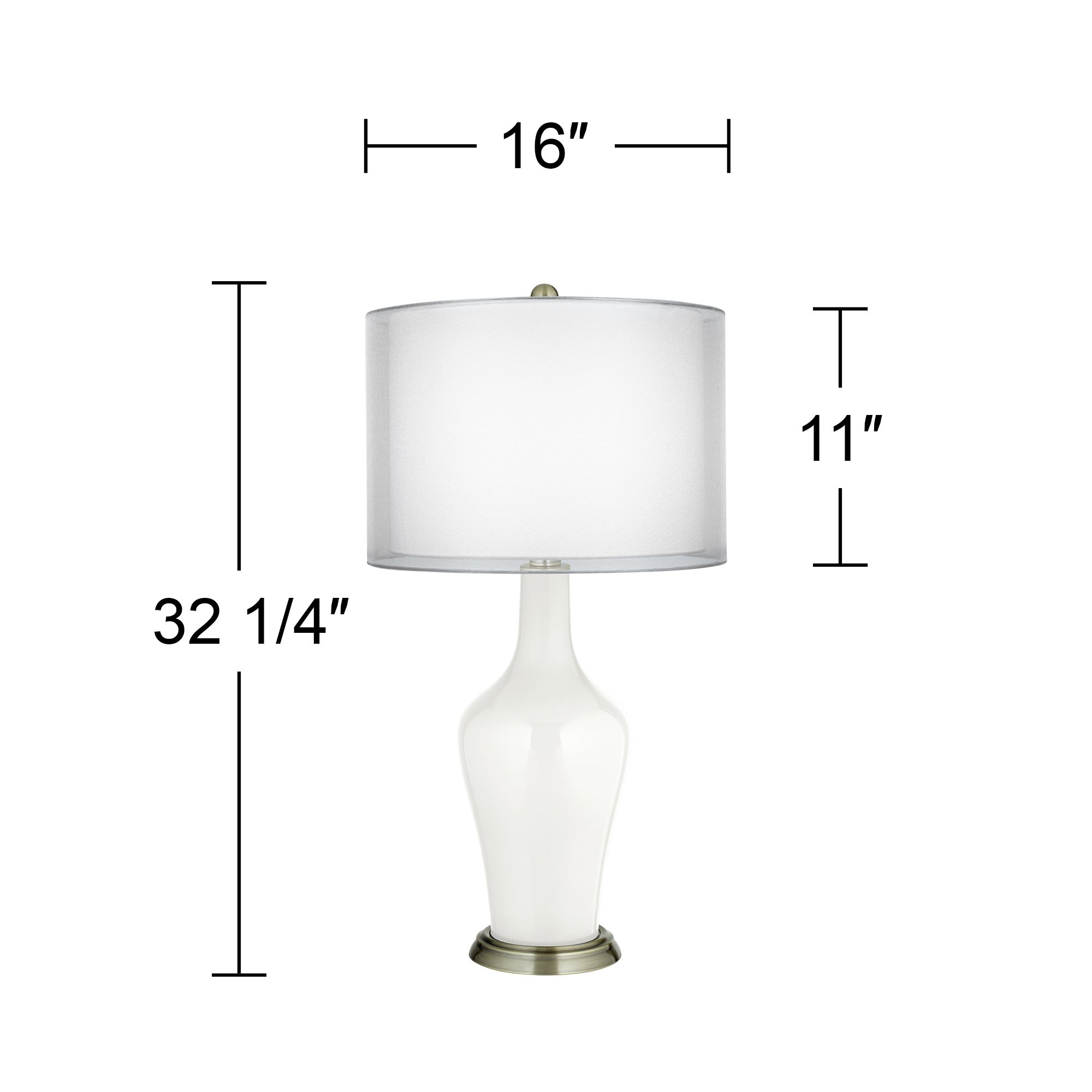 Naval Double Sheer Silver Shade Anya Table Lamp - #17C77 | Lamps Plus
