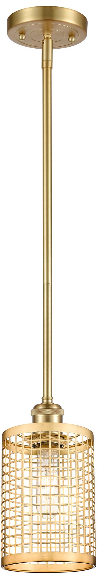 Nestbrook 4.75" Wide Satin Gold Stem Hung Pendant With Satin Gold Shad ...