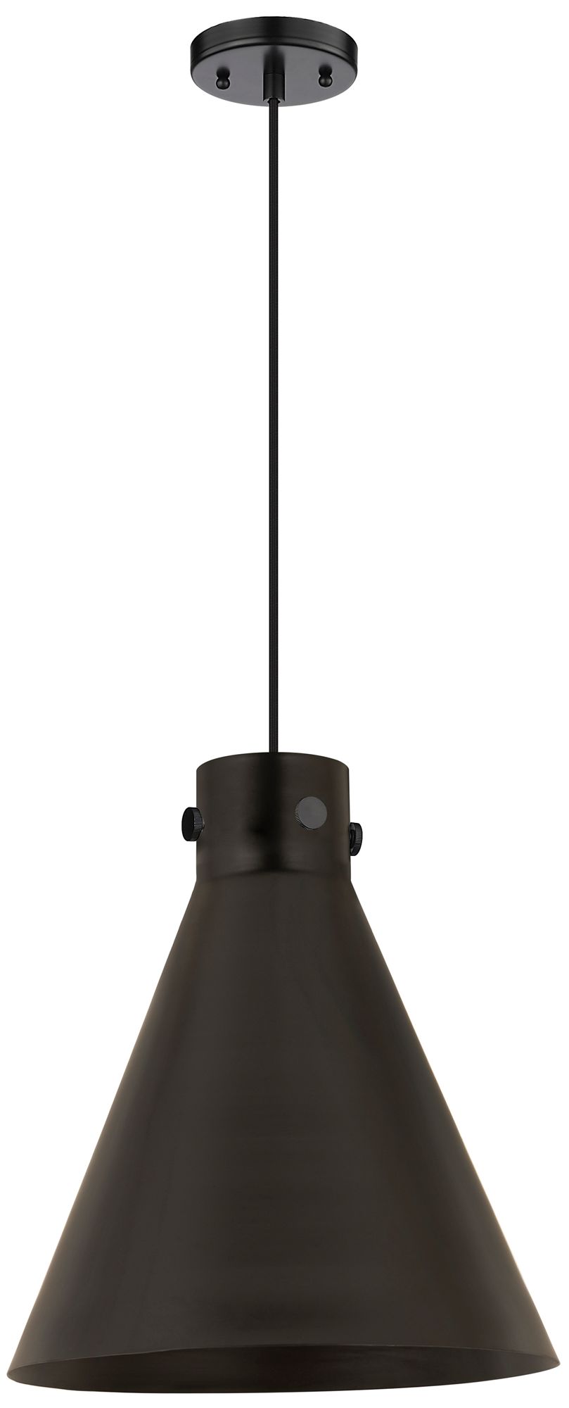 Newton Metal Cone 14" Wide Matte Black Corded Pendant w/ Matte Black S ...