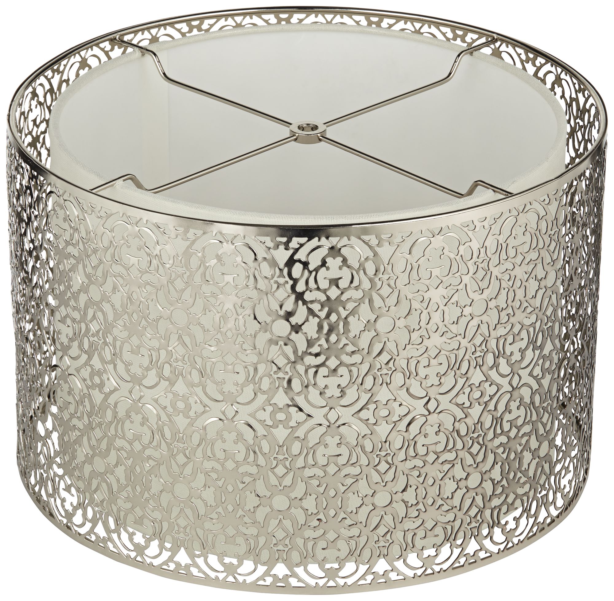Nickel Laser Cutting Metal Drum Lamp Shade 13 3/4x13 3/4x9 (Spider ...