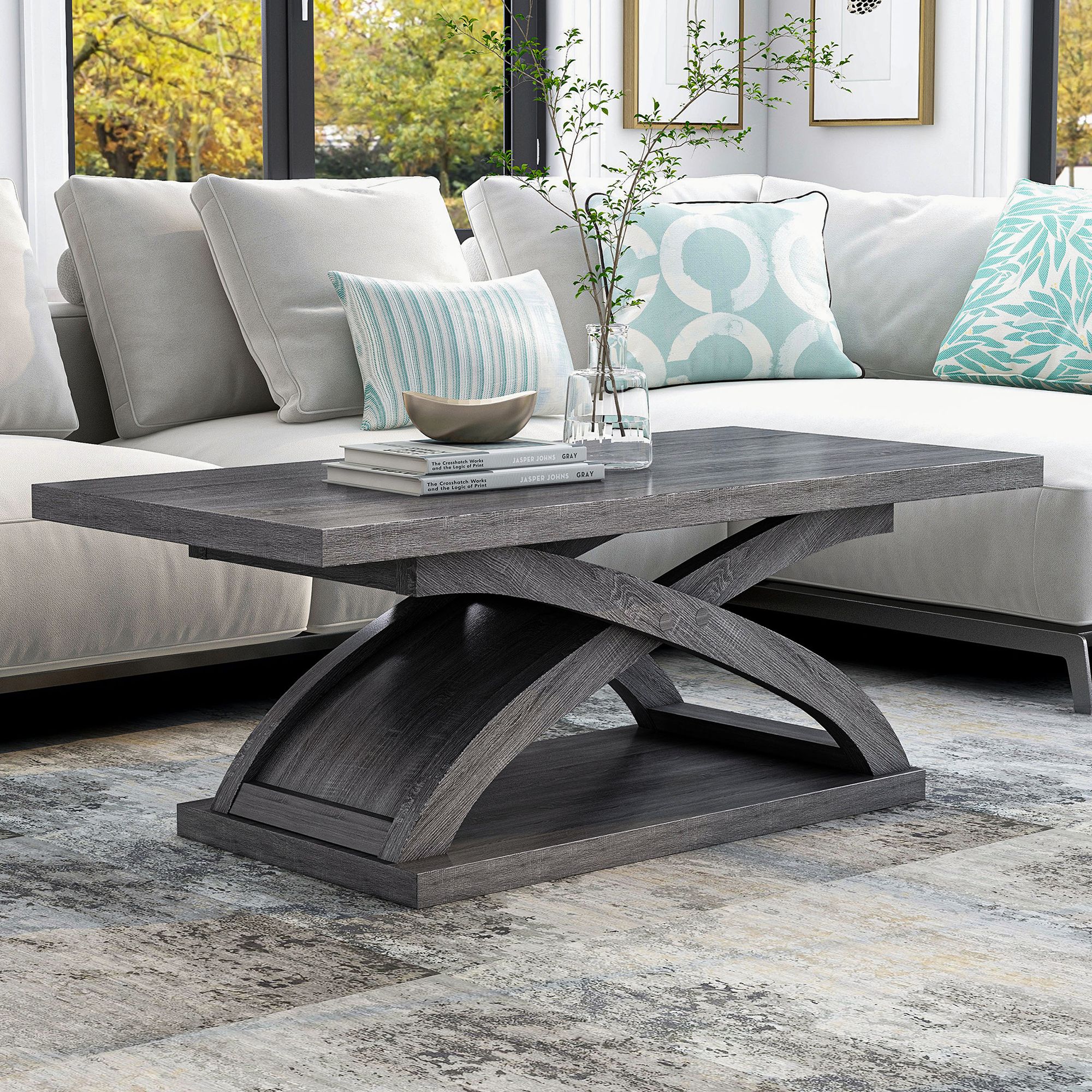 Nipran 47 1 4 W Distressed Gray 1 Open Shelf Coffee Table