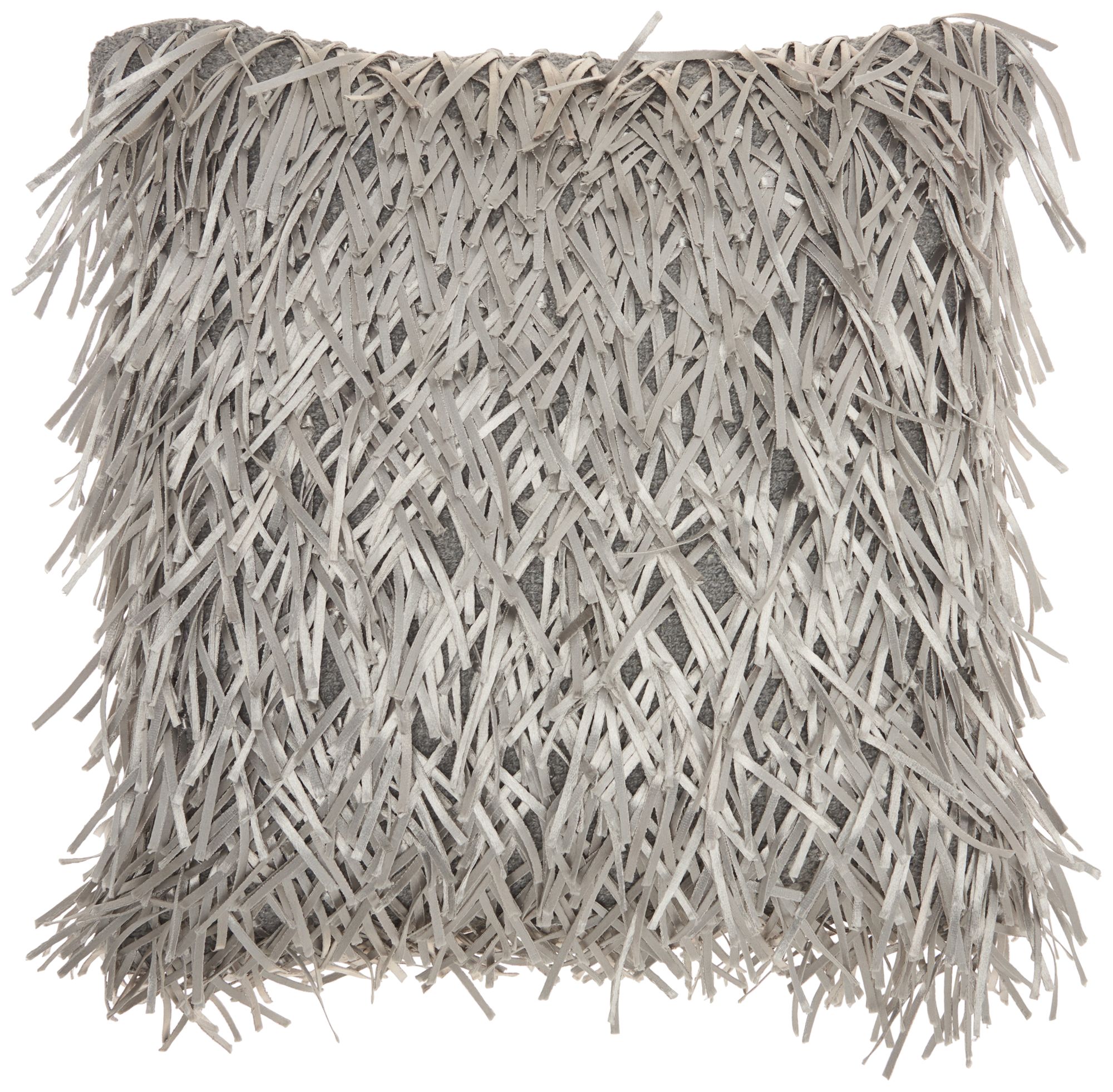 Nourison Shag Silver Metallic Ribbon 20" Square Throw Pillow - #984J4 ...