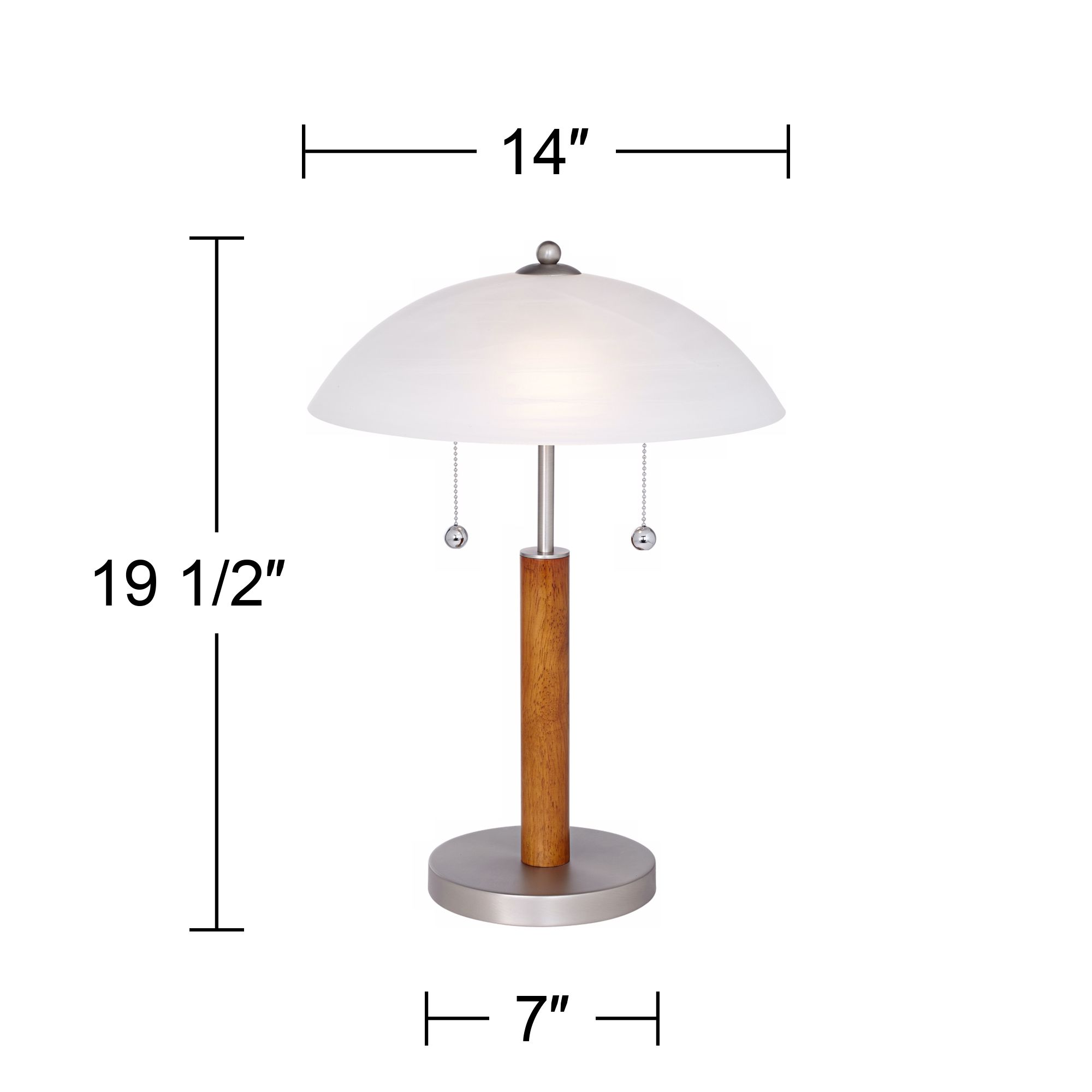 Orbital 19 1/2" High Brushed Nickel and Wood Column Desk Lamp - #00121 ...