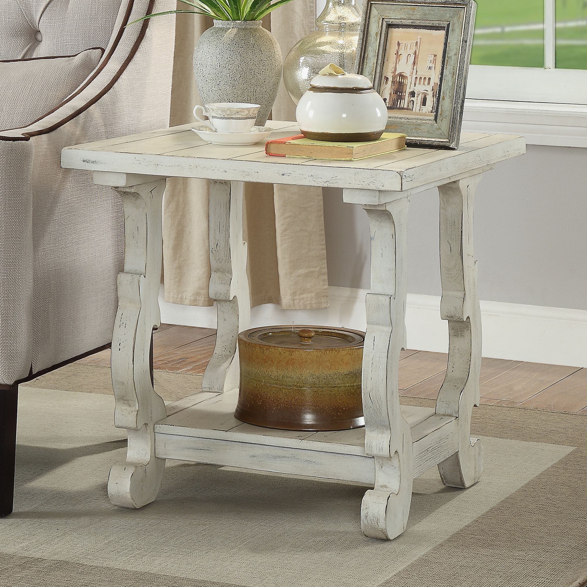 Orchard Park 24" Wide White Wood Square End Table - #95N37 | Lamps Plus