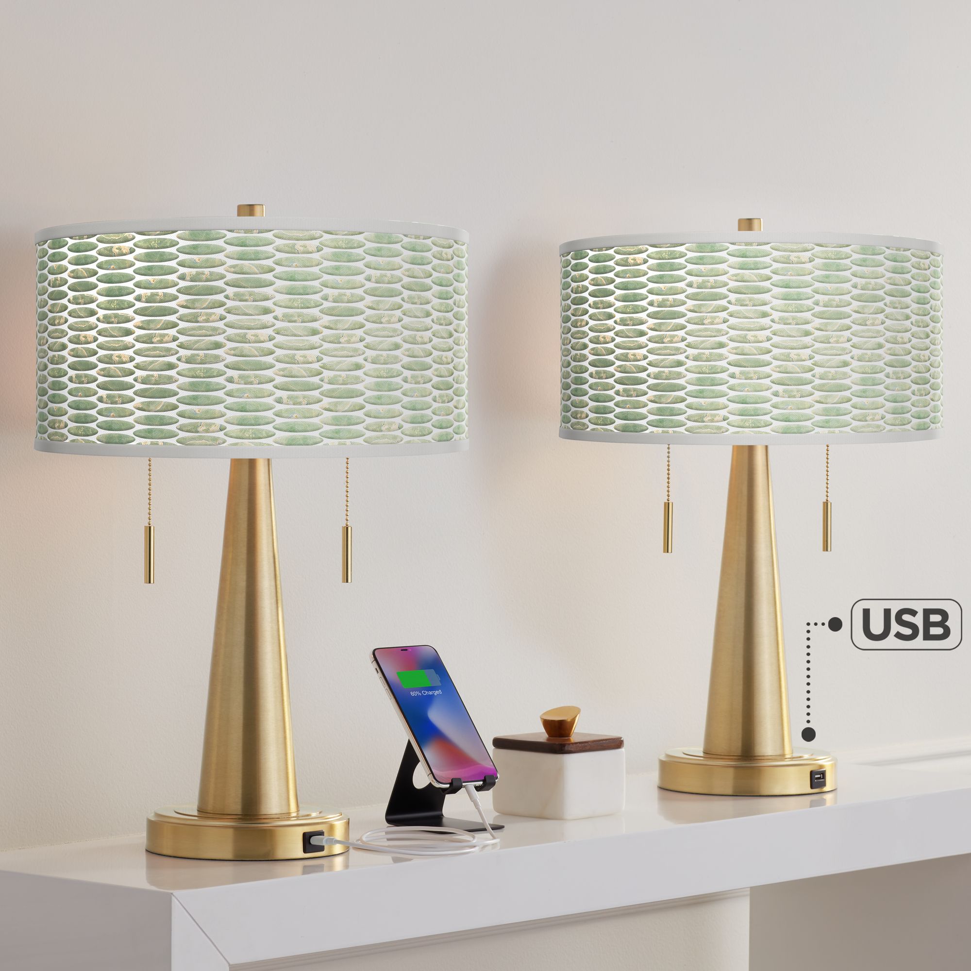 Oval Tempo Vicki Gold USB Table Lamps Set of 2 - #156C9 | Lamps Plus