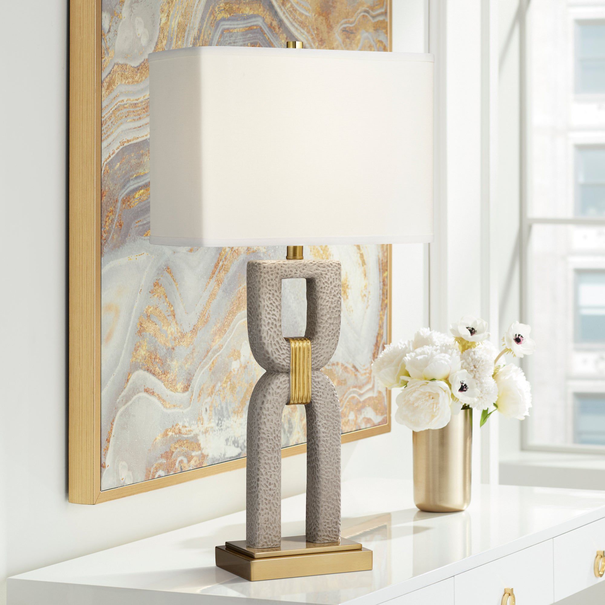 Pacific Coast Lighting Double-U Faux Hammered Base Table Lamp - #904E9 ...