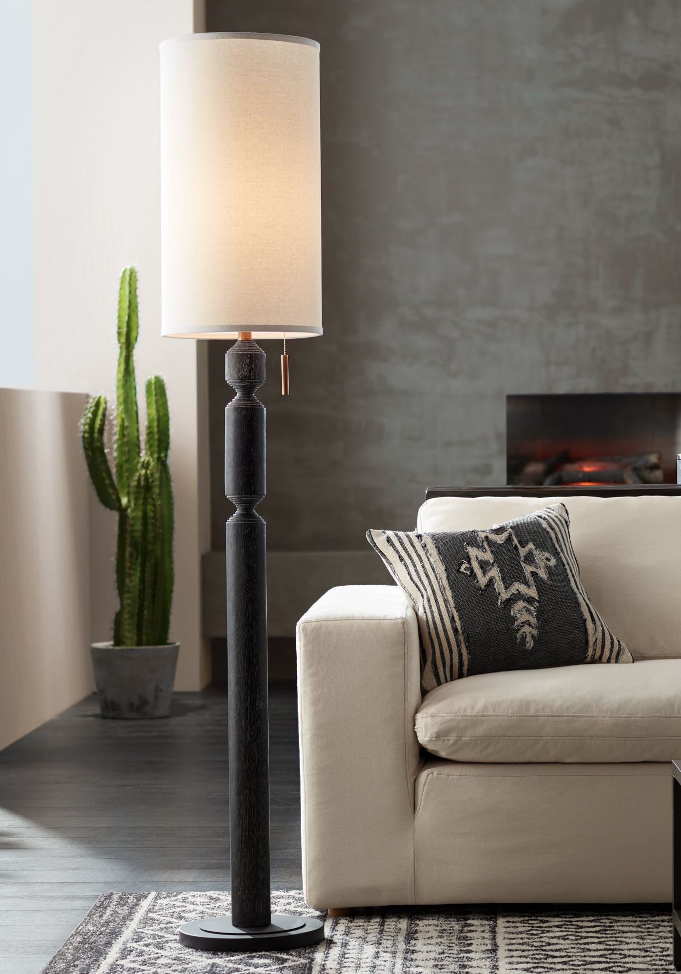 Pacific Coast Lighting Rustic Faux Wood Pull Chain Floor Lamp - #415E9 ...