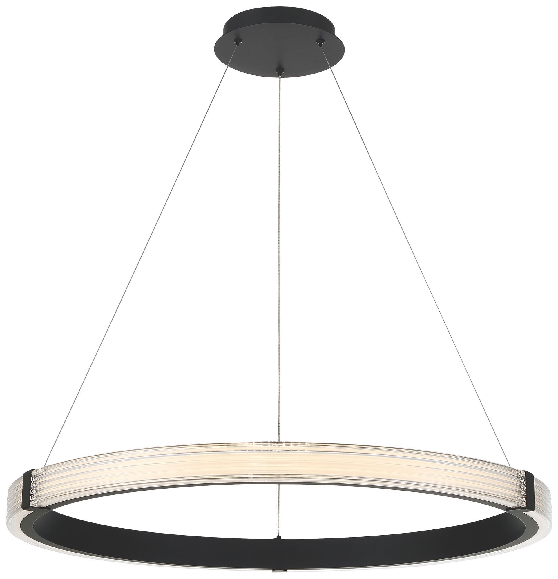 Panache 32" Wide Matte Black LED Pendant - #AV919 | Lamps Plus
