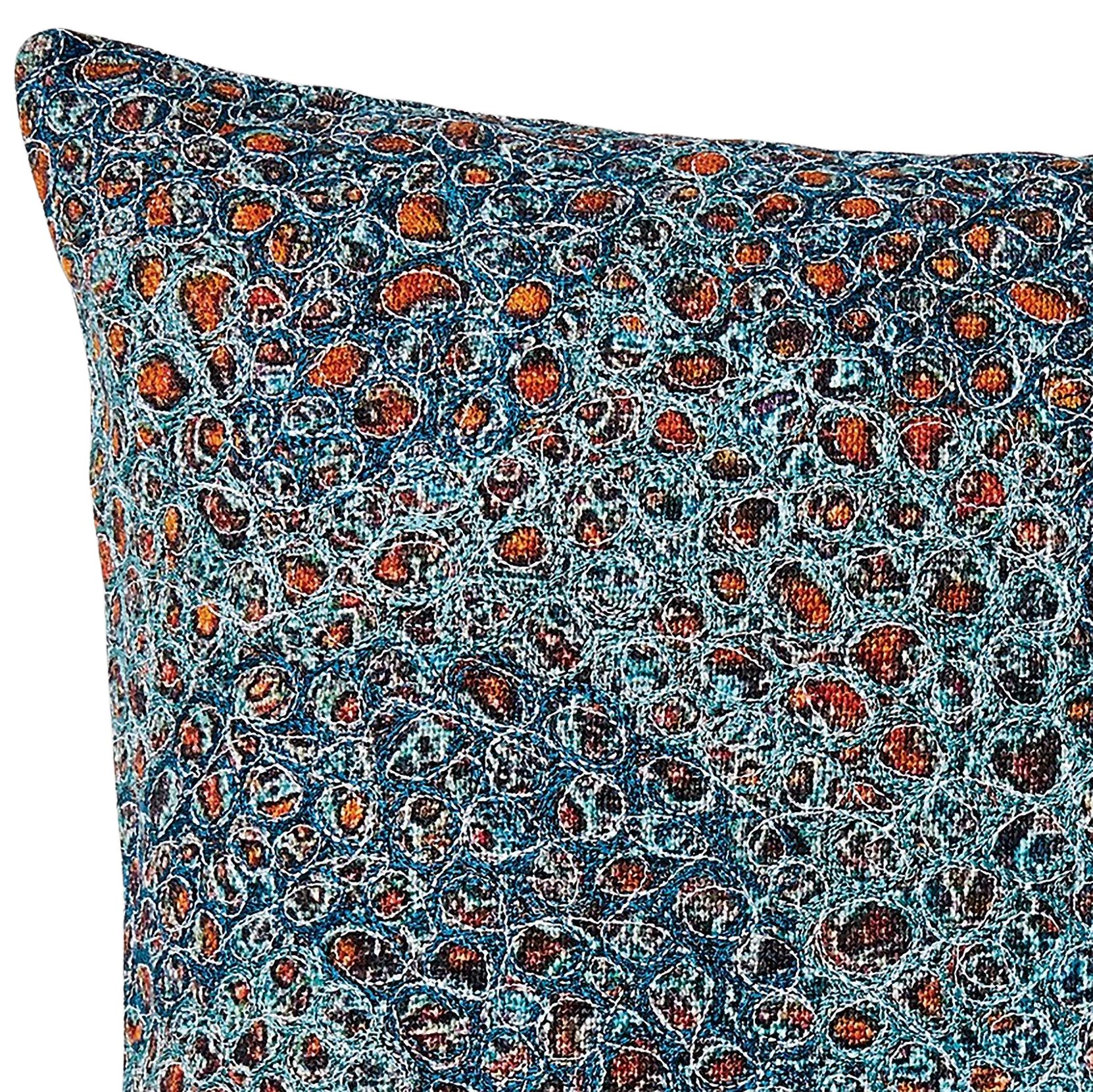 Patina Blue and Orange 20" Square Decorative Throw Pillow - #952F1 ...