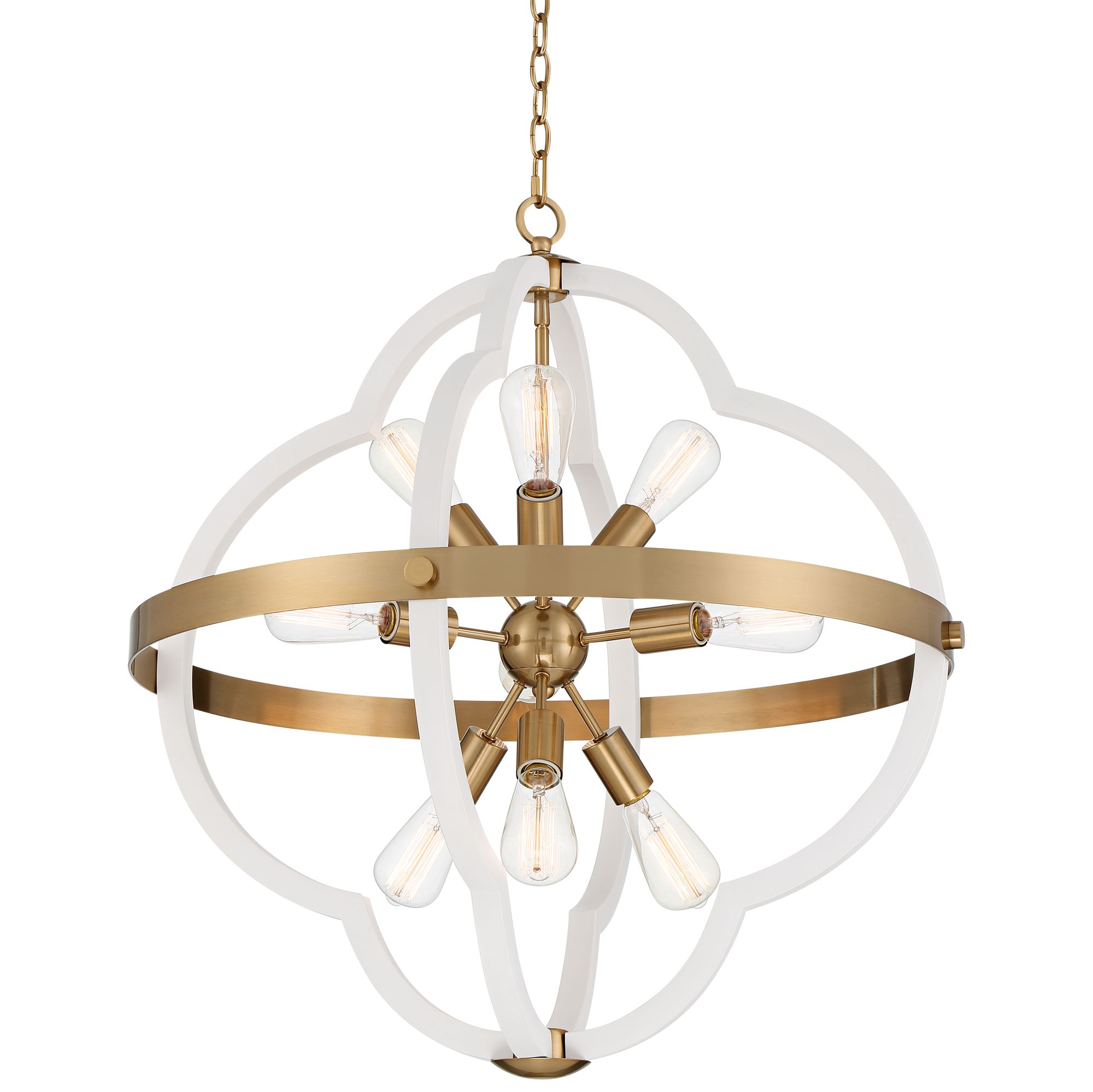 Paxton 29" Wide Gold and White Wood 9-Light Sputnik Pendant - #815C1 ...