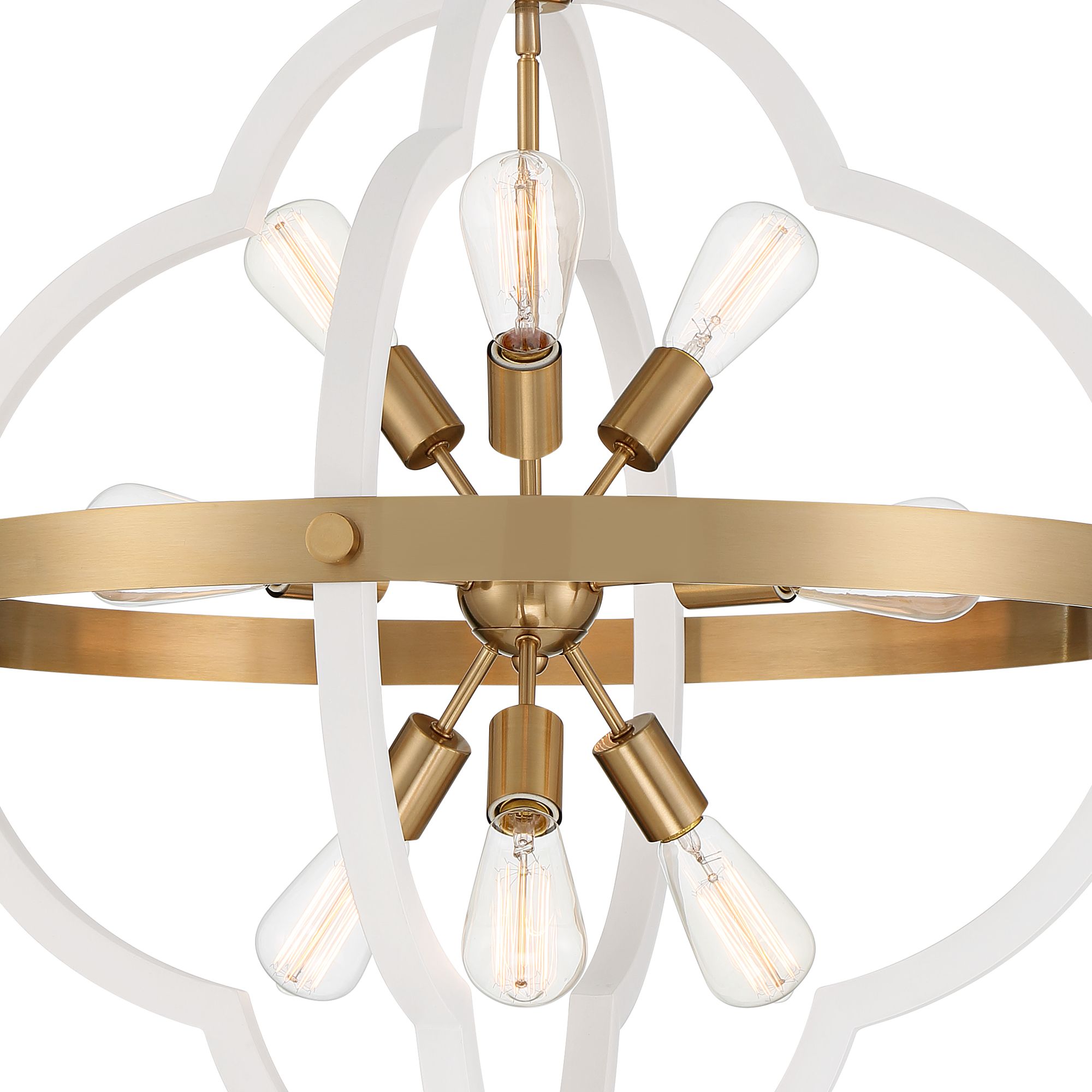 Paxton 29" Wide Gold and White Wood 9-Light Sputnik Pendant - #815C1 ...