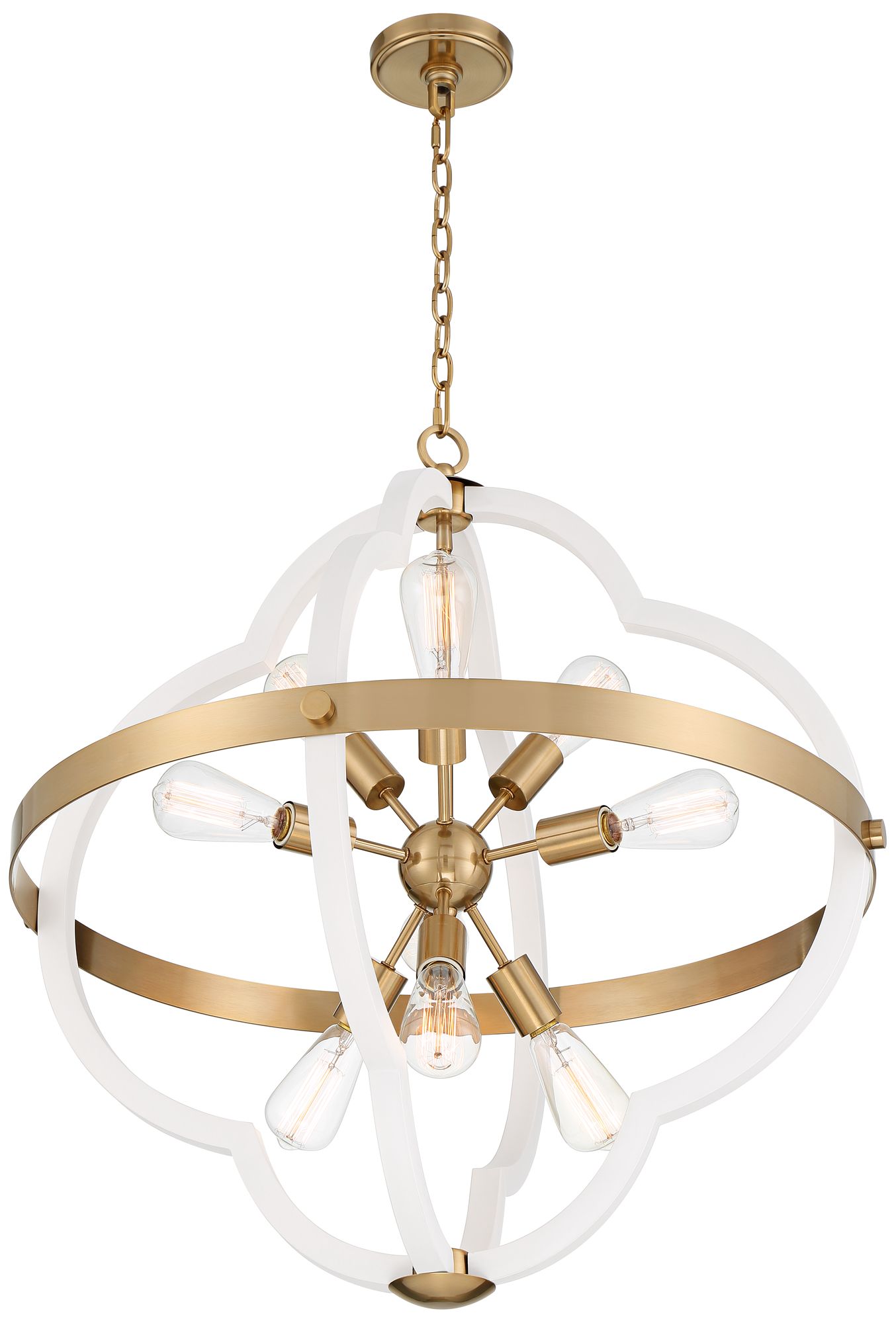 Paxton 29" Wide Gold and White Wood 9-Light Sputnik Pendant - #815C1 ...