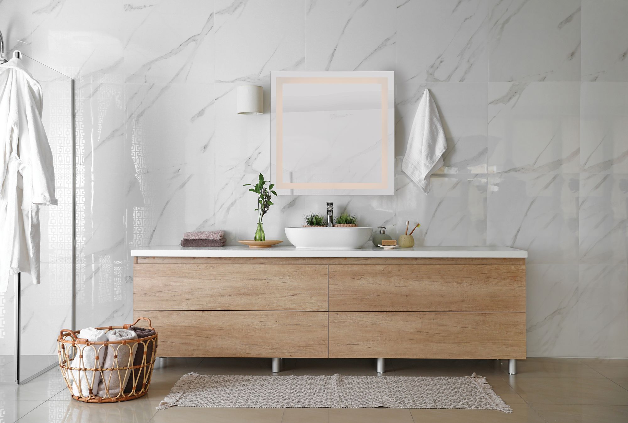 Peninsula 30" Square LED Lighted Wall Mirror - #96T03 | Lamps Plus