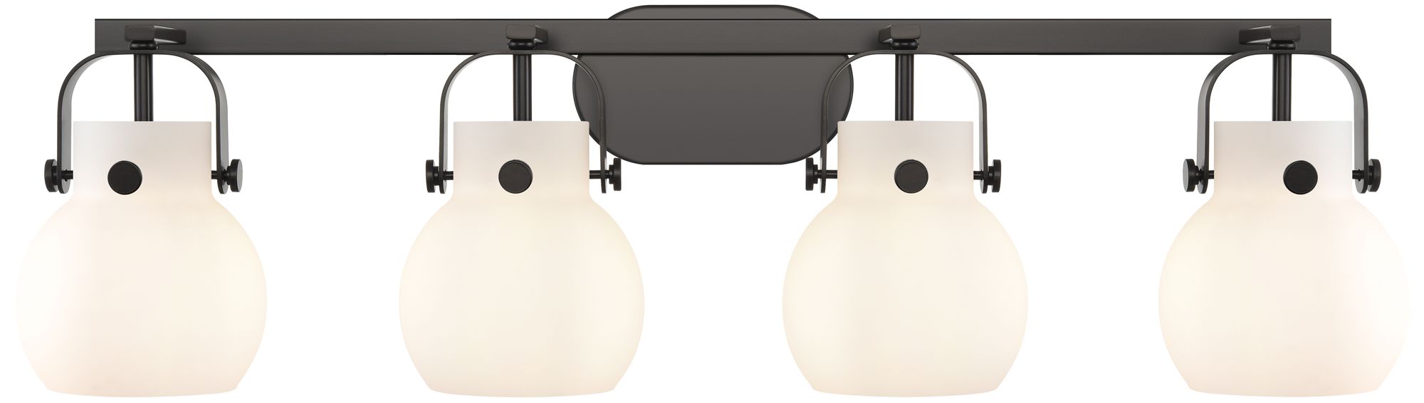 Pilaster II Sphere 36.5" Wide 4 Light Matte Black Bath Light w/ White ...