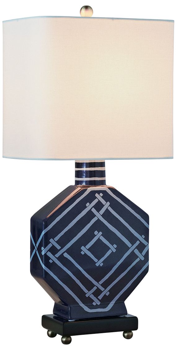 Port 68 Bamboozled Indigo Octagon Porcelain Table Lamp - #64W74 | Lamps ...