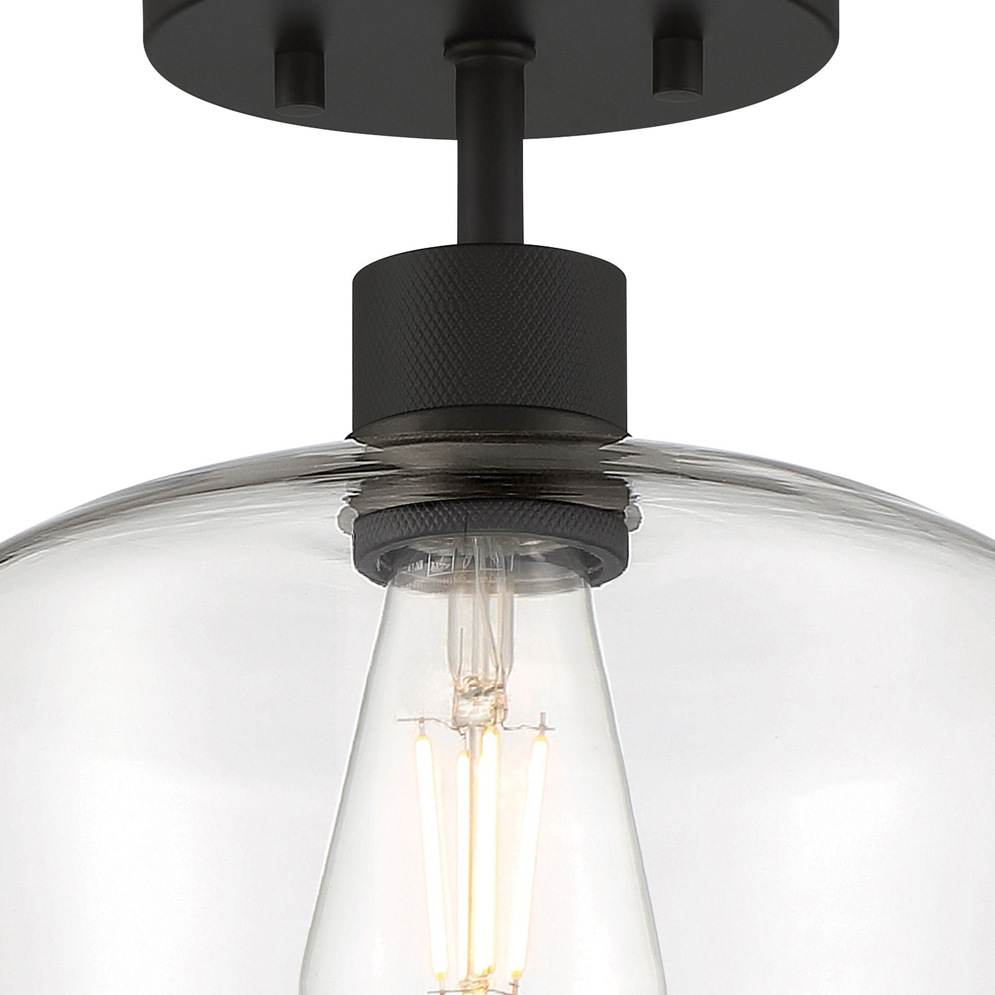 Port Nine Chardonnay E26 LED Semi-Flush - Matte Black - Clear Glass ...