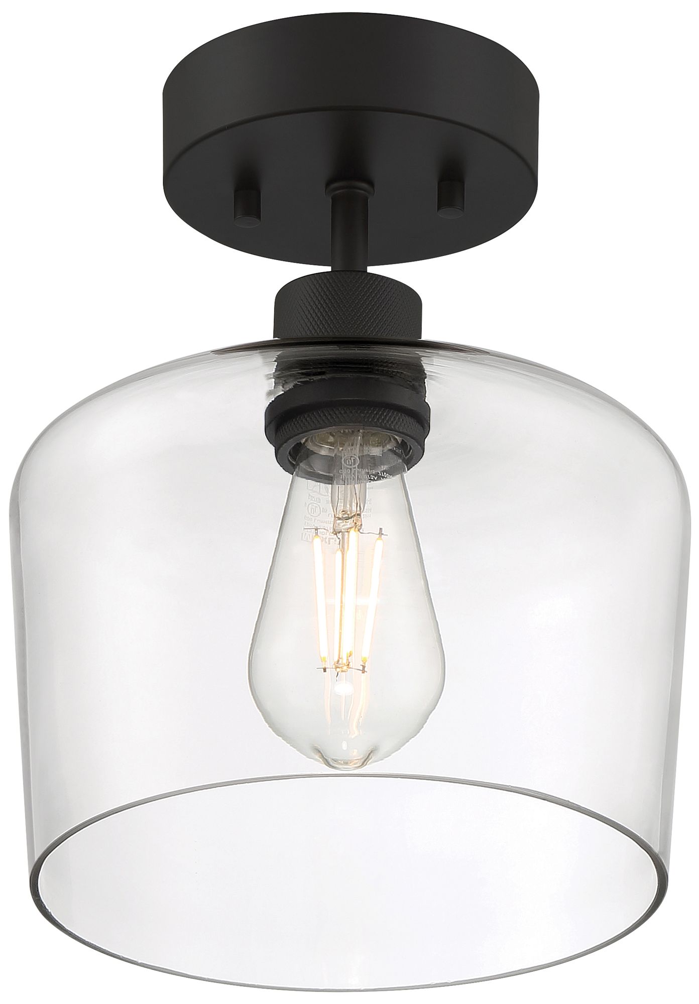 Port Nine Chardonnay E26 LED Semi-Flush - Matte Black - Clear Glass ...