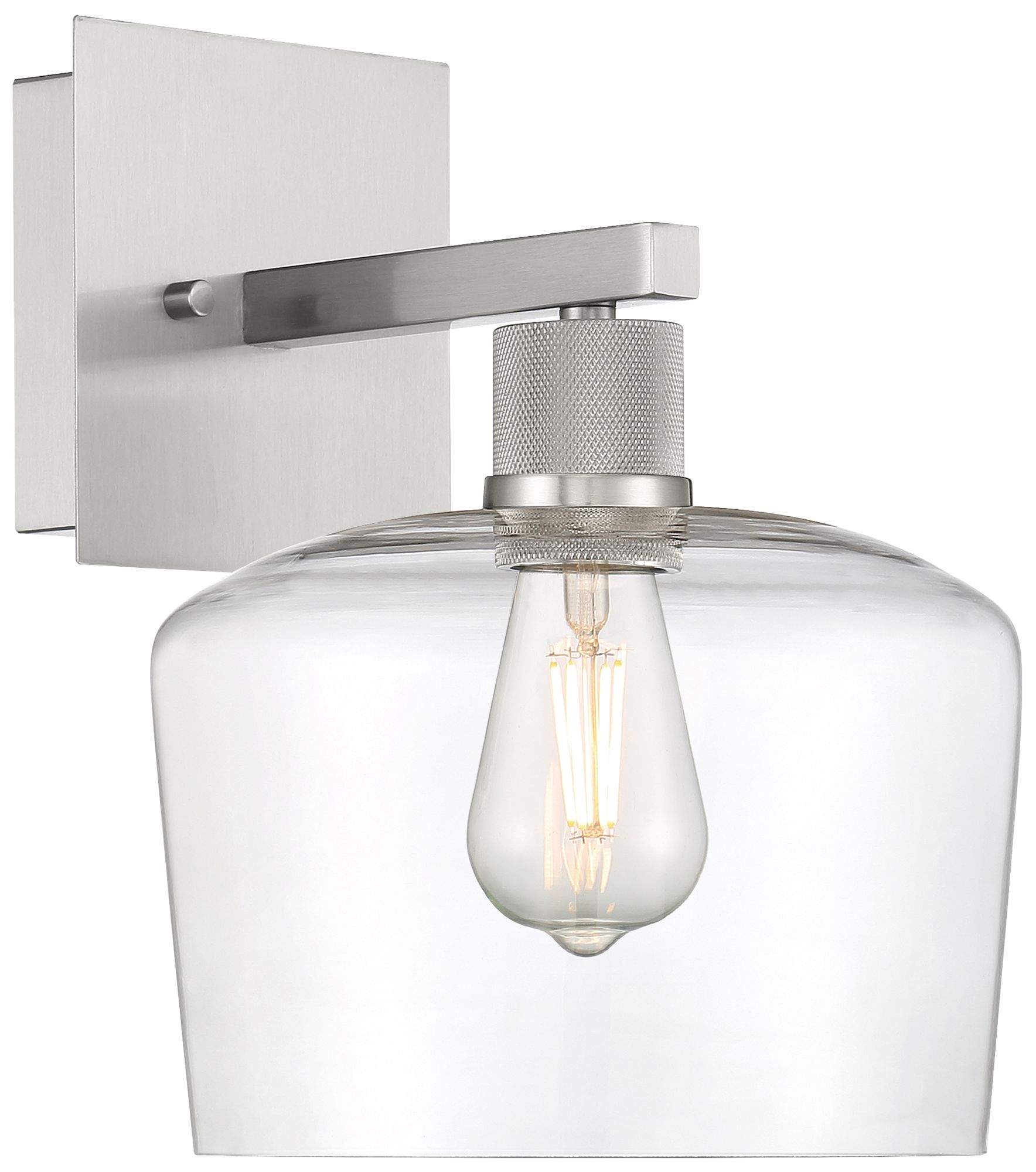 Port Nine Chardonnay E26 LED Wall Sconce - Brushed Steel - Clear Glass ...