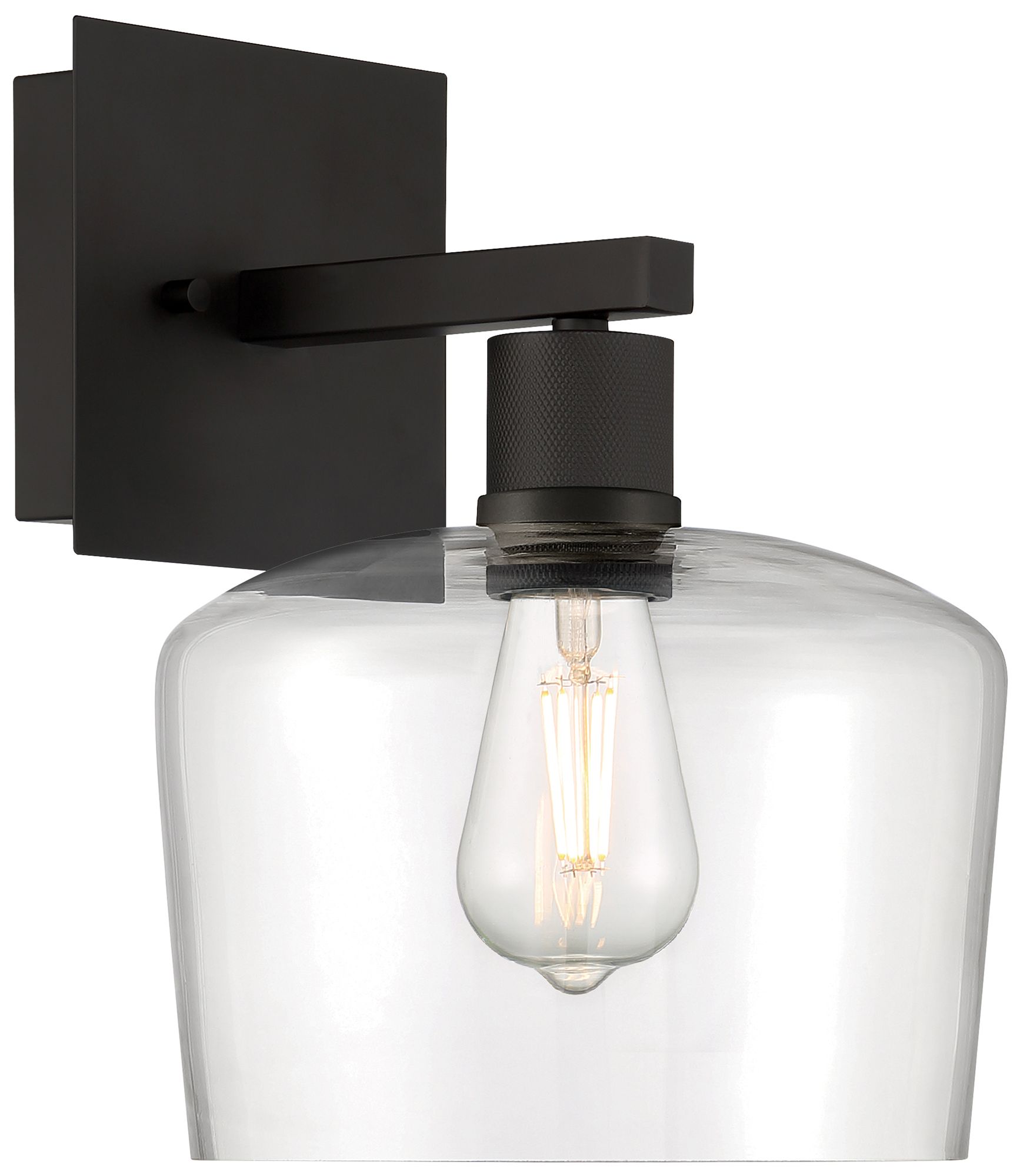 Port Nine Chardonnay E26 LED Wall Sconce - Matte Black - Clear Glass ...