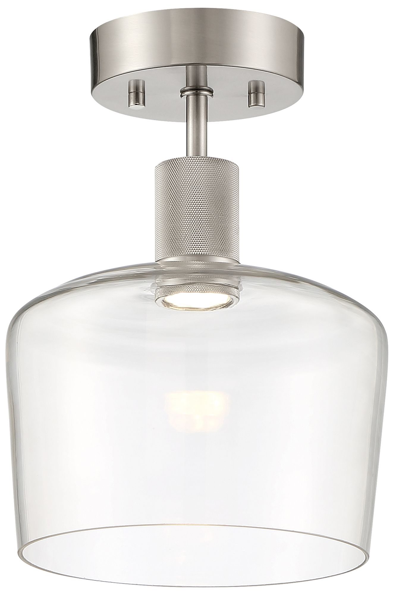 Port Nine Chardonnay LED Semi-Flush - Brushed Steel - Clear Glass ...