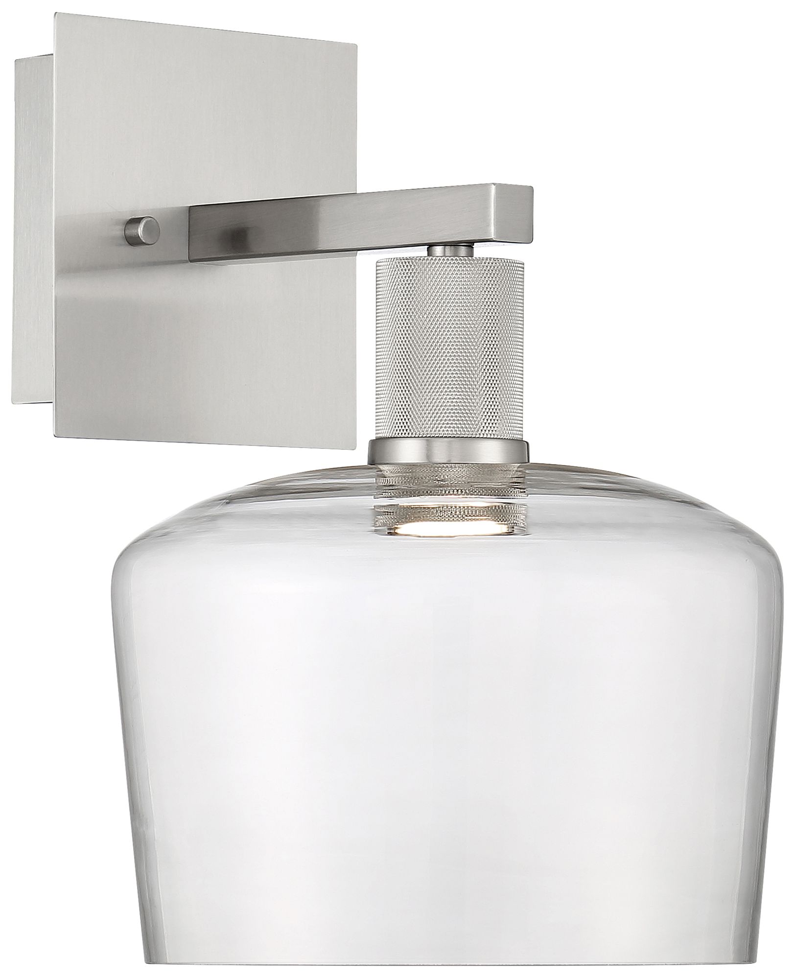 Port Nine Chardonnay LED Wall Sconce - Brushed Steel - Clear Glass ...