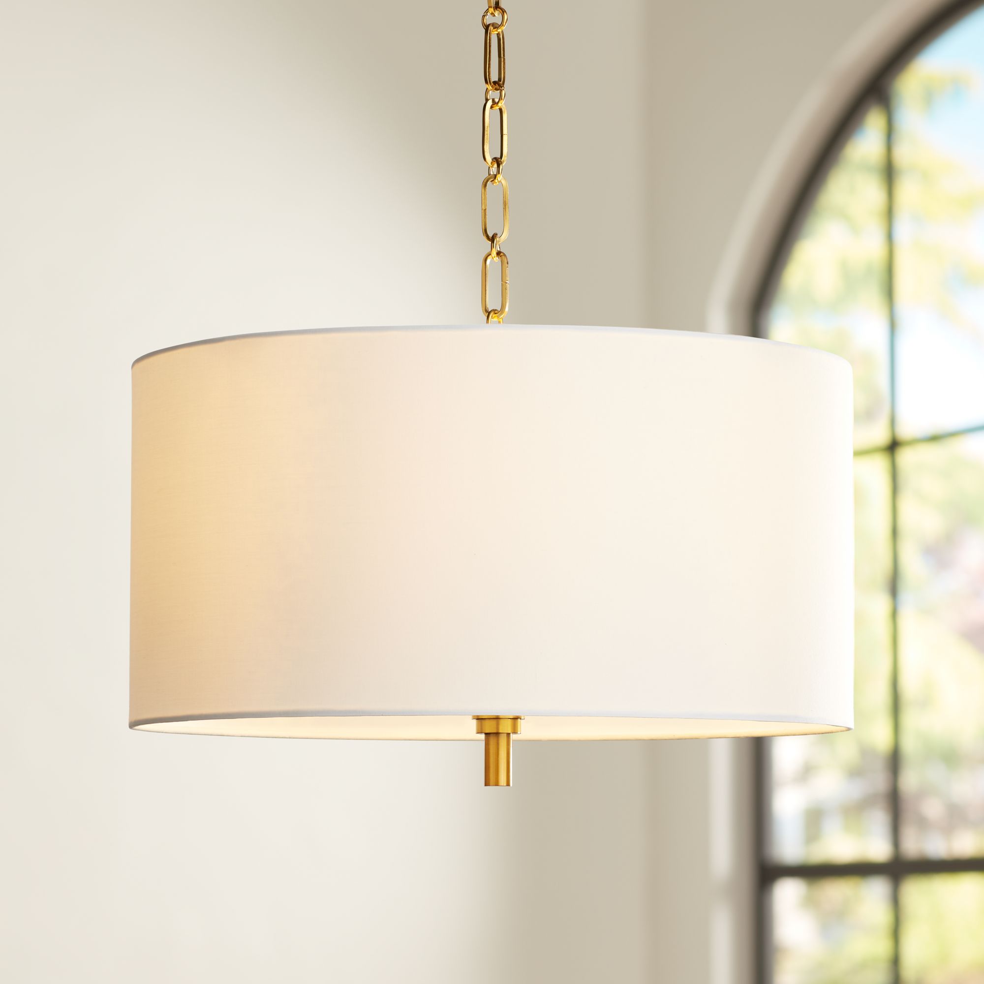 White - Ivory, Drum Pendant Lighting | Lamps Plus