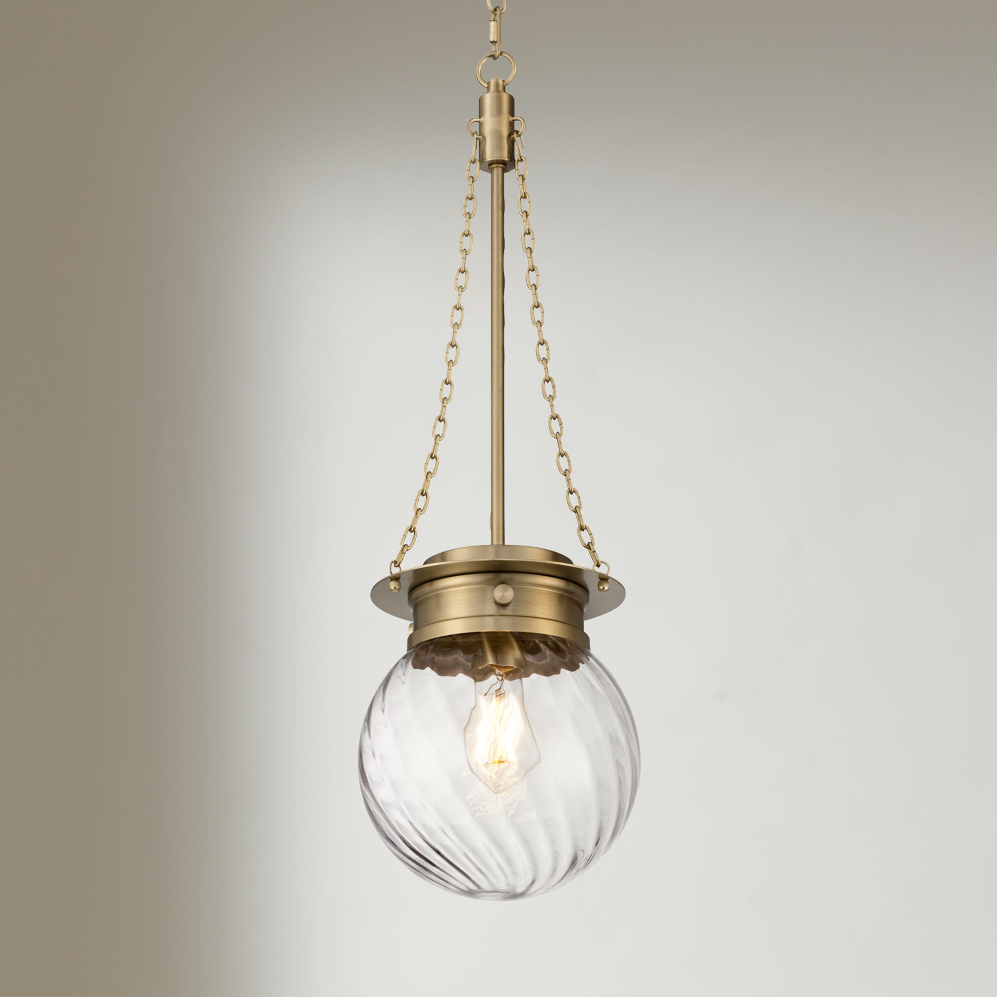 Possini Euro Catherine 9"W Satin Brass Twist Glass Mini Pendant Light ...