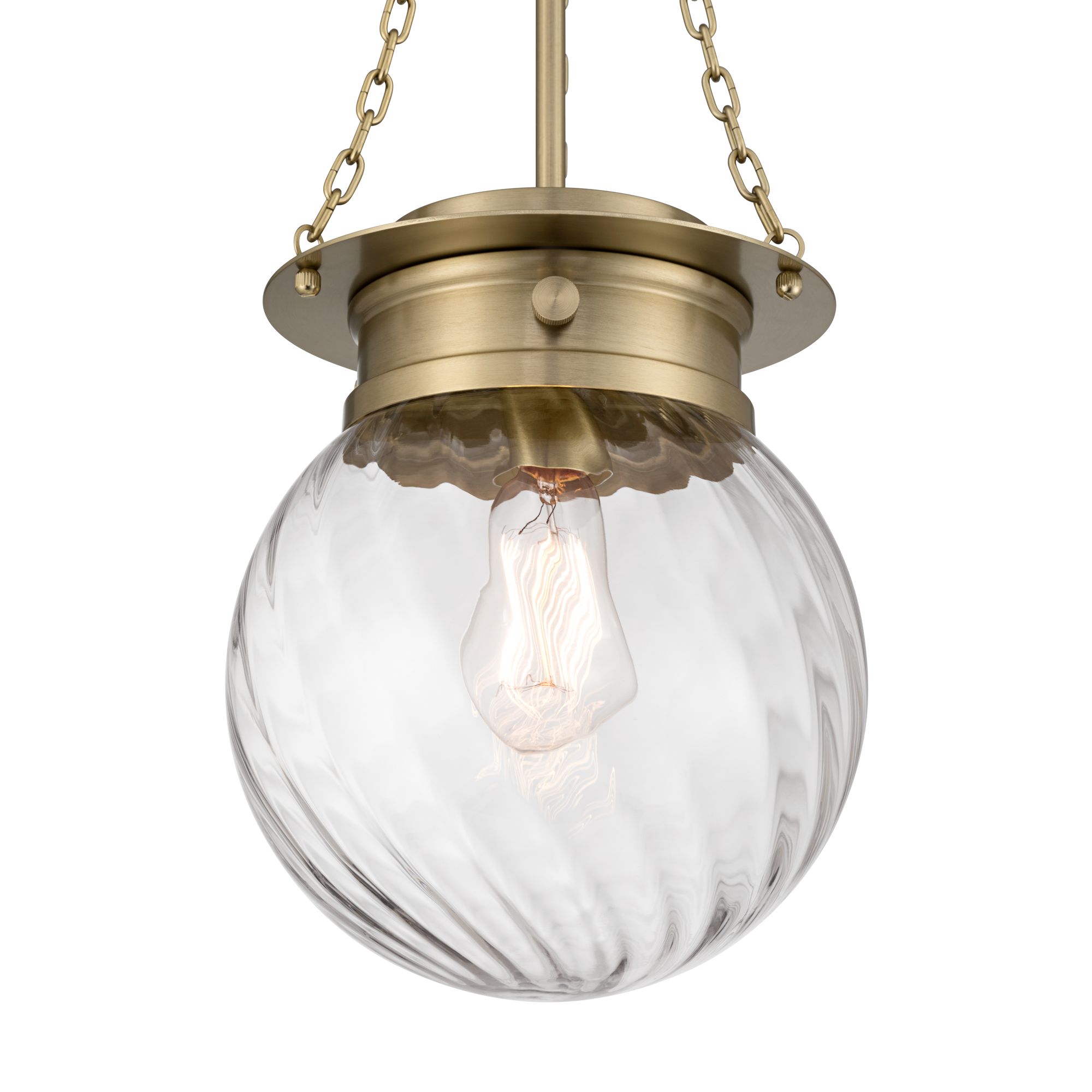 Possini Euro Catherine 9"W Satin Brass Twist Glass Mini Pendant Light ...