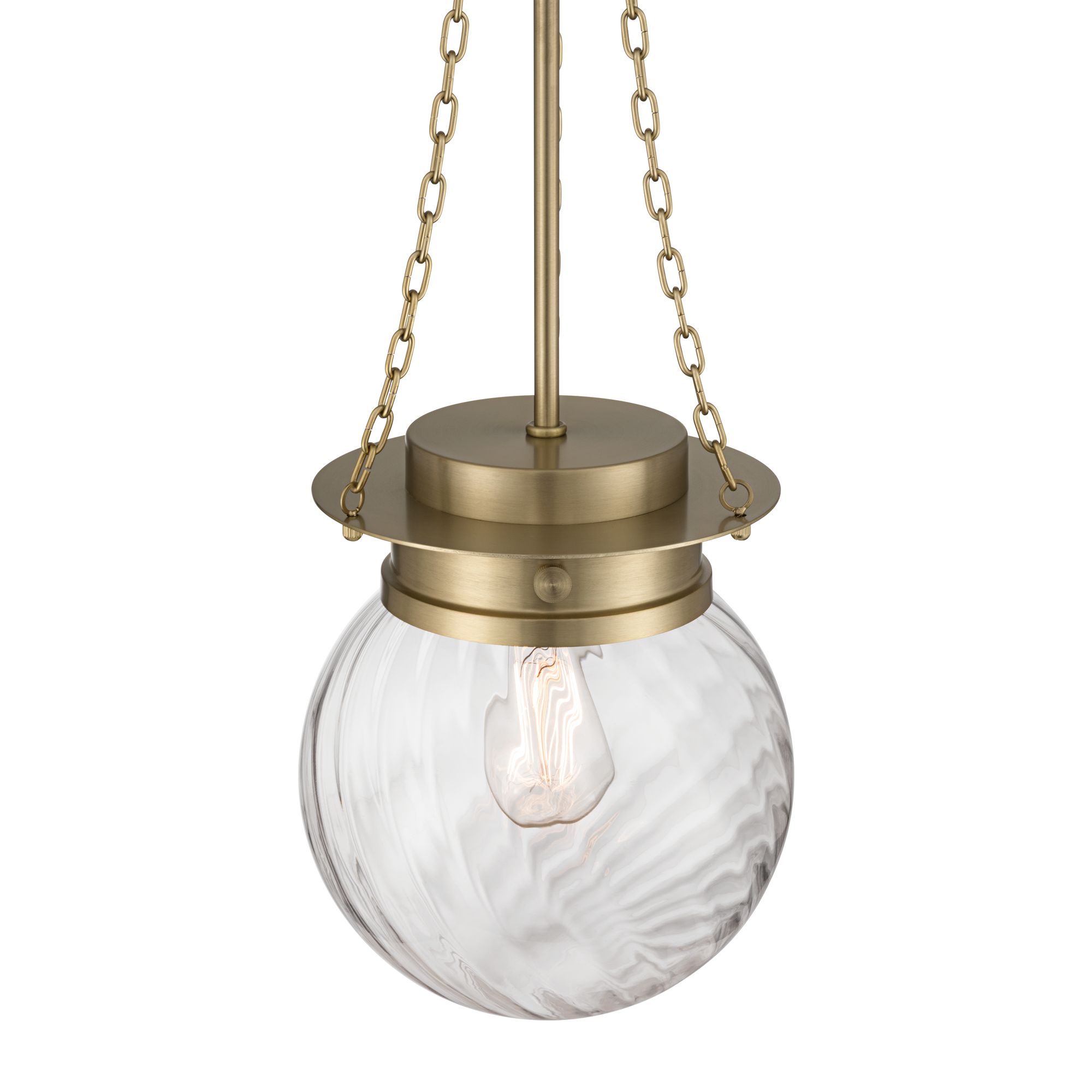 Possini Euro Catherine 9"W Satin Brass Twist Glass Mini Pendant Light ...