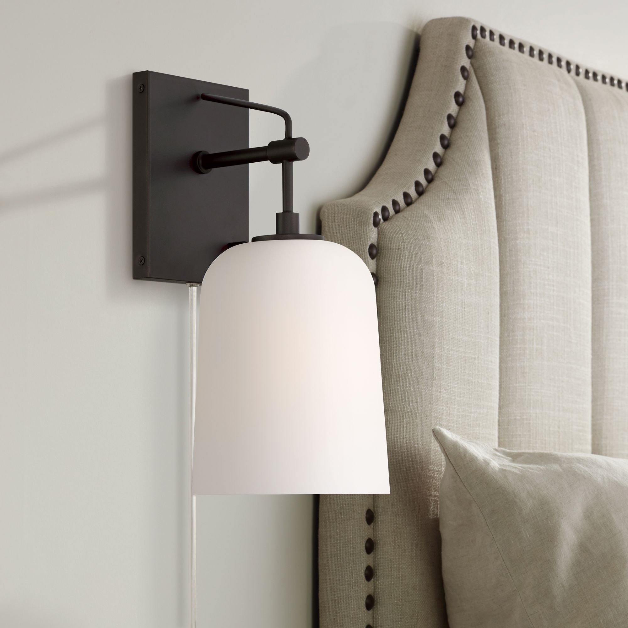 Possini Euro Design Kelsey Plug-In Pin Up Sconce with Glass Shade ...
