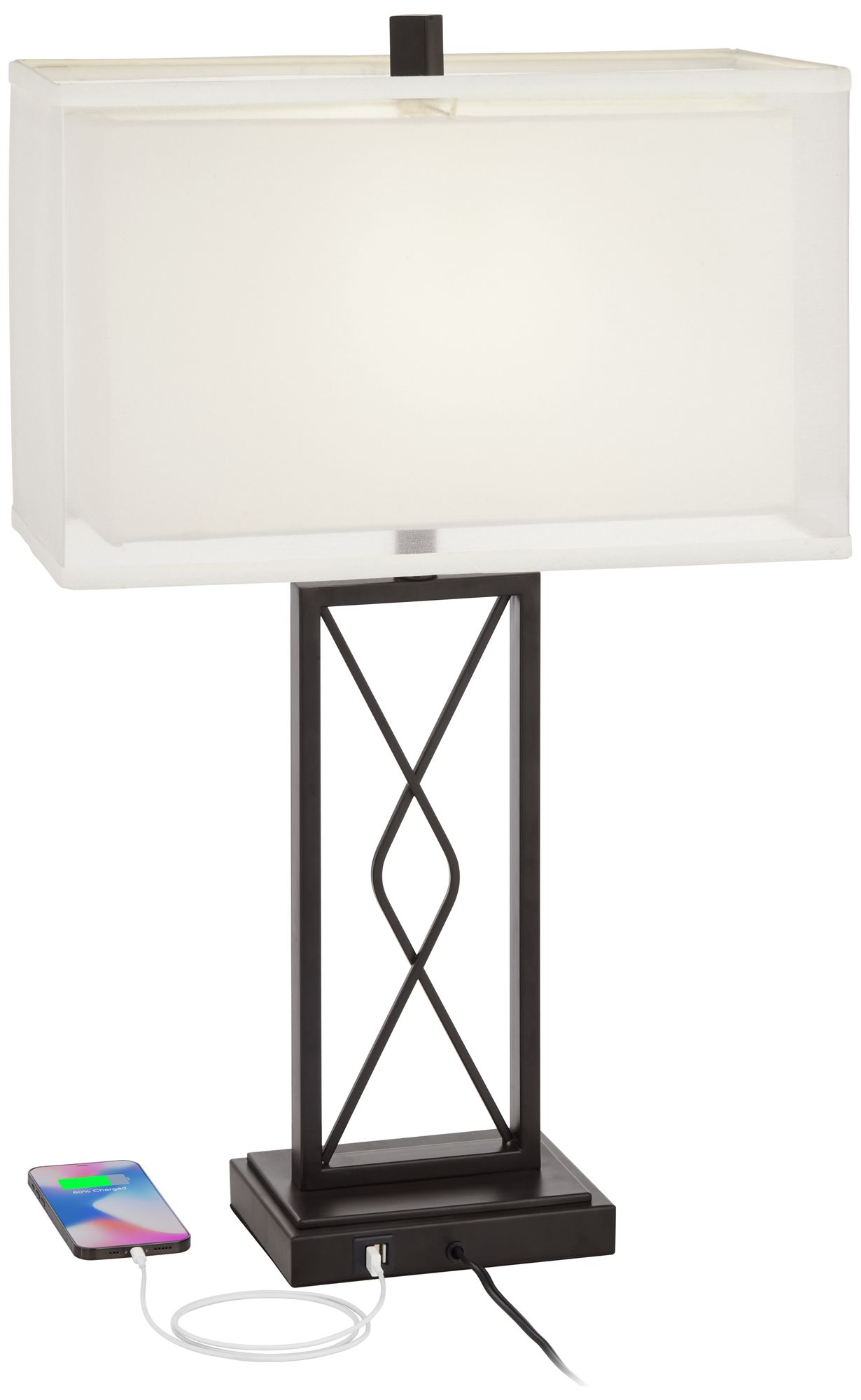 Possini Euro Design Lois Black Metal USB Table Lamps Set of 2 - #630E0 ...