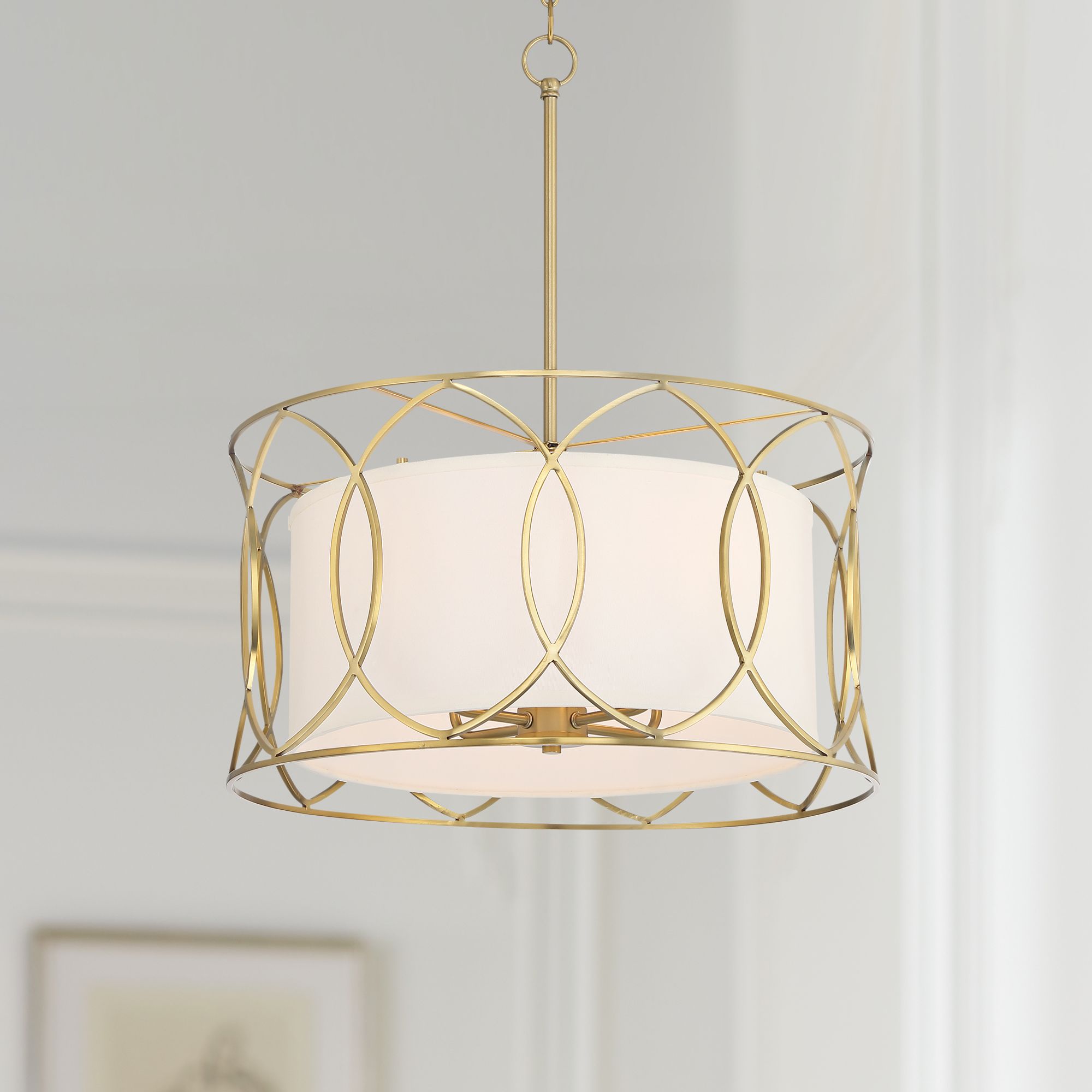 Possini Euro Ellipse 21 1/2" Wide Warm Brass Pendant Light - #665N1 ...