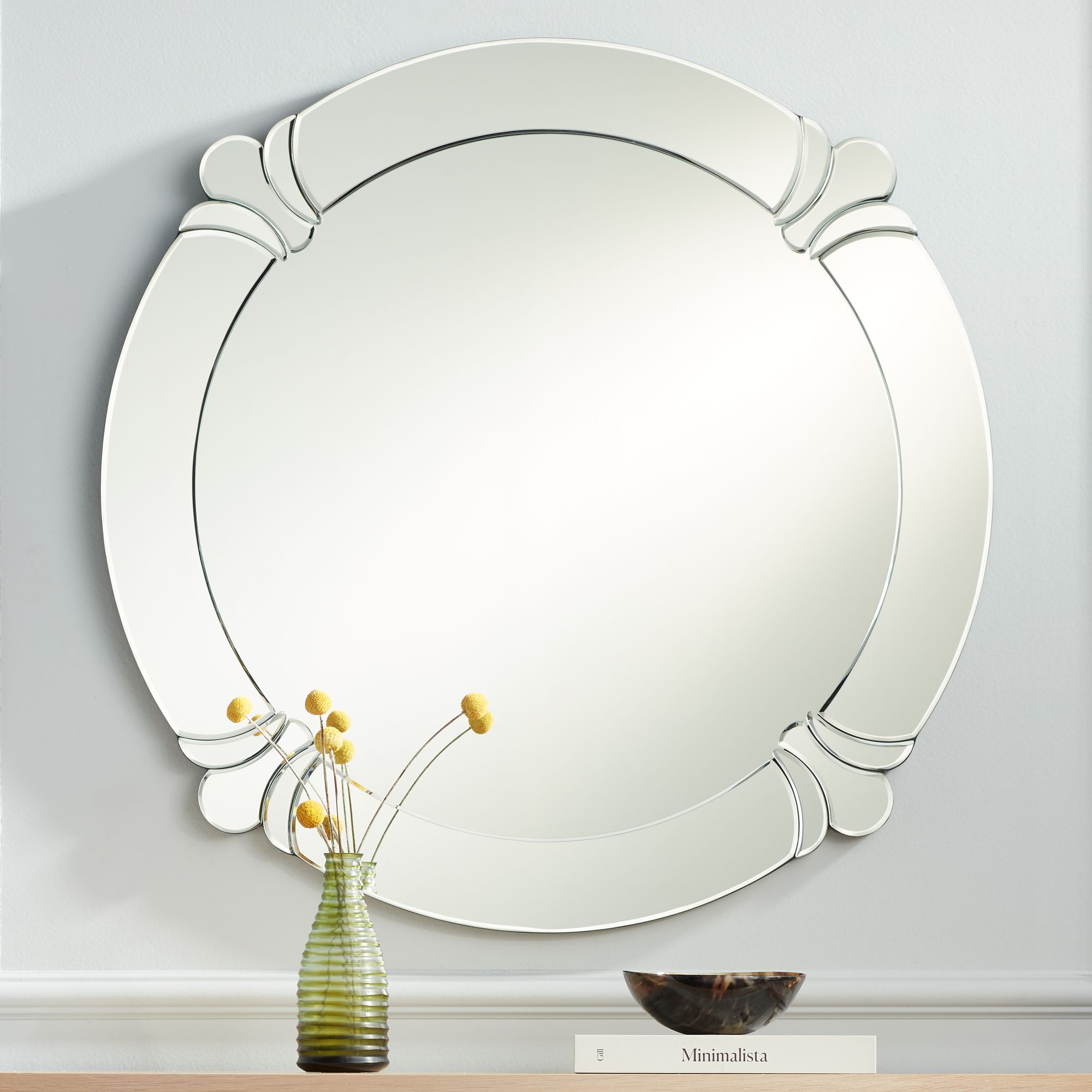 Possini Euro Fabrina Silver 32" Round Wall Mirror - #074W1 | Lamps Plus