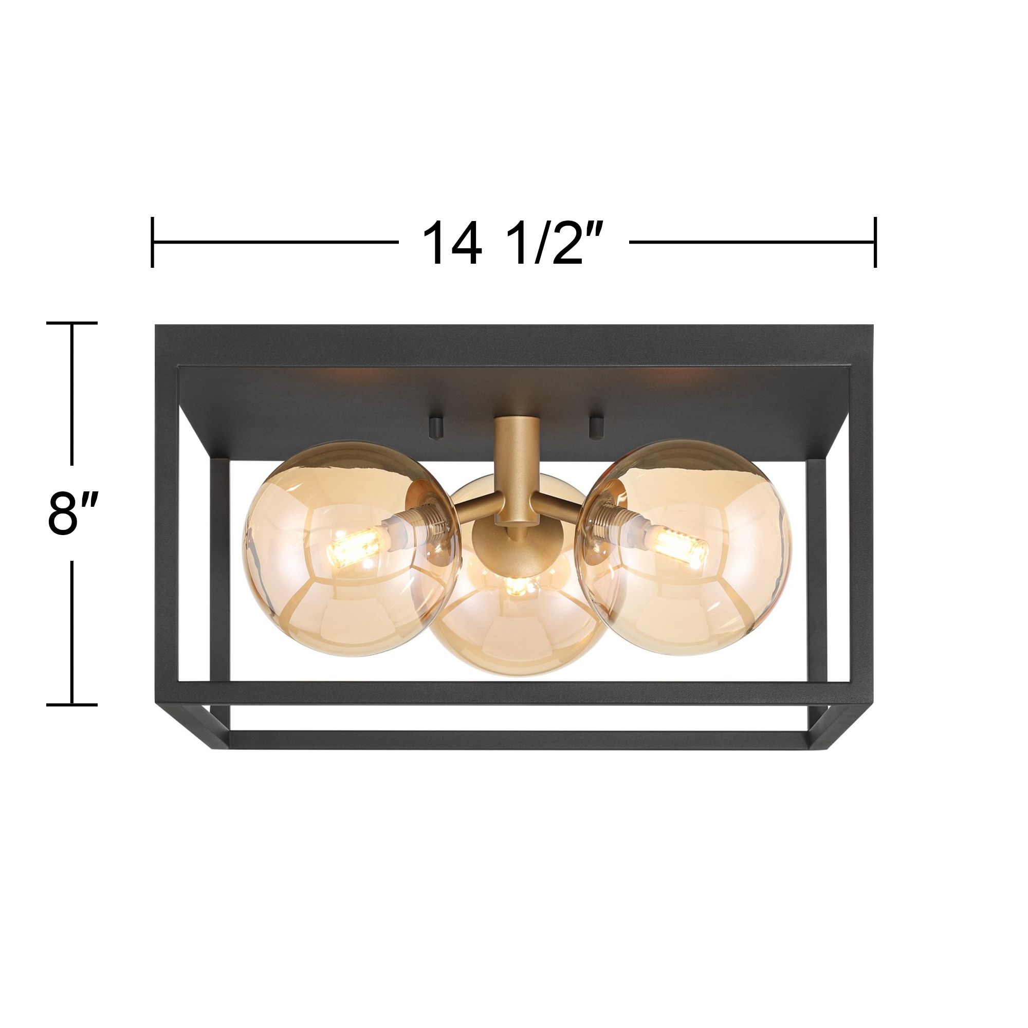 Possini Euro Garvin 14 1/2" Wide Black 3-Light LED Ceiling Light ...