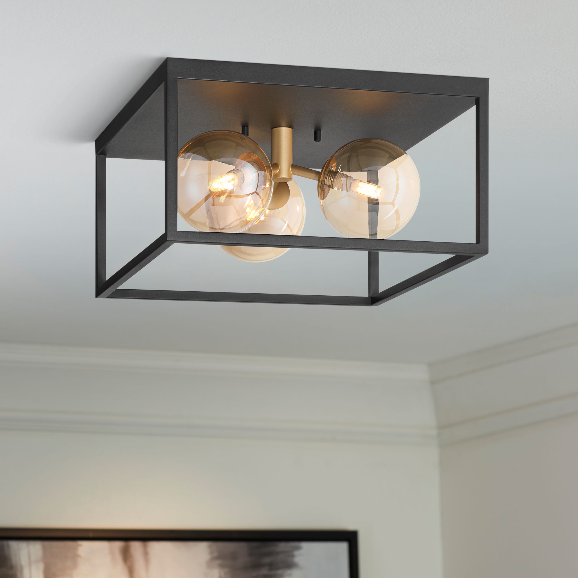 Possini Euro Garvin 14 1/2" Wide Black 3-Light LED Ceiling Light ...