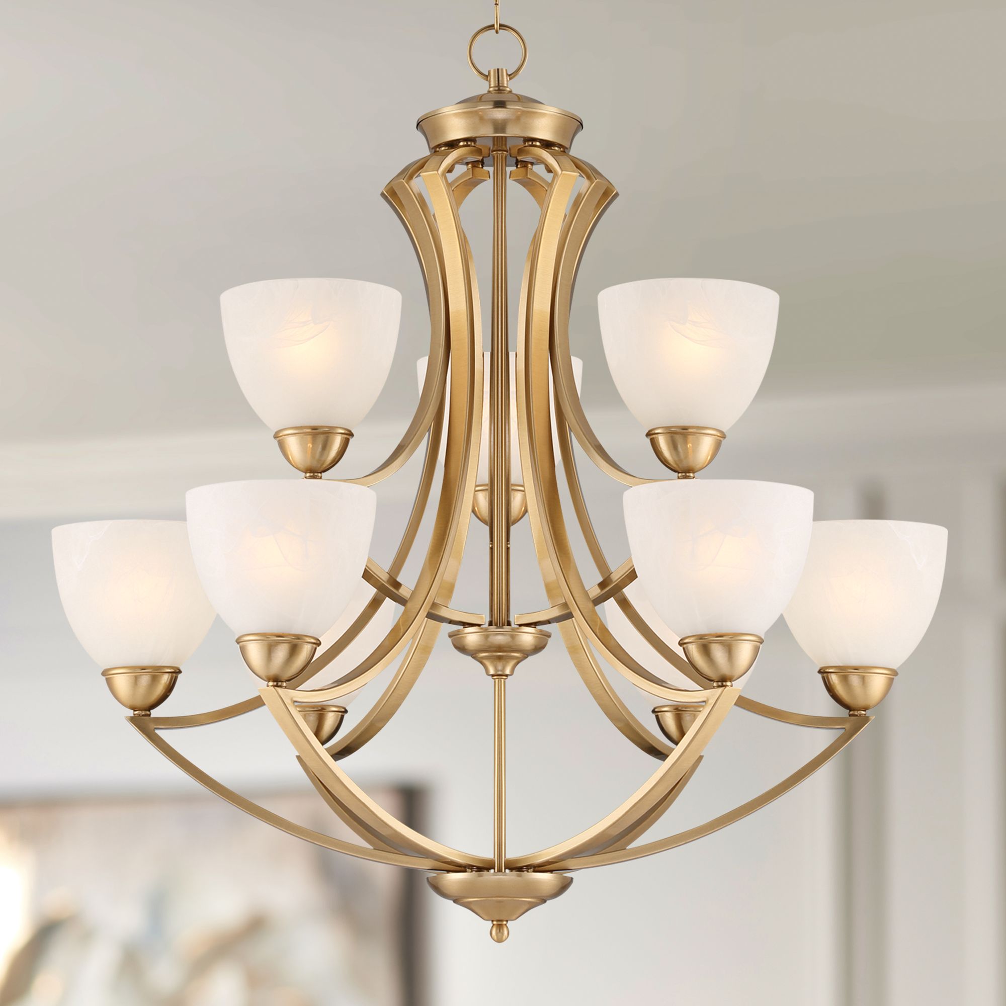Possini Euro Milbury 30" Wide Soft Gold 9-Light 2-Tier Chandelier ...