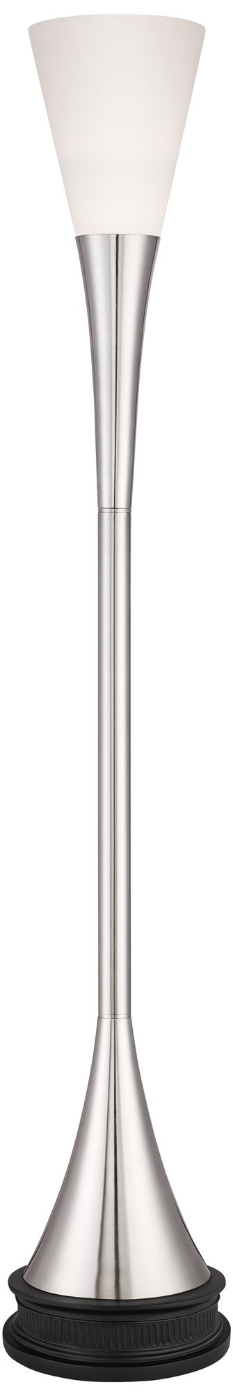 Possini Euro Piazza Brass and Black Torchiere Floor Lamp with Riser ...