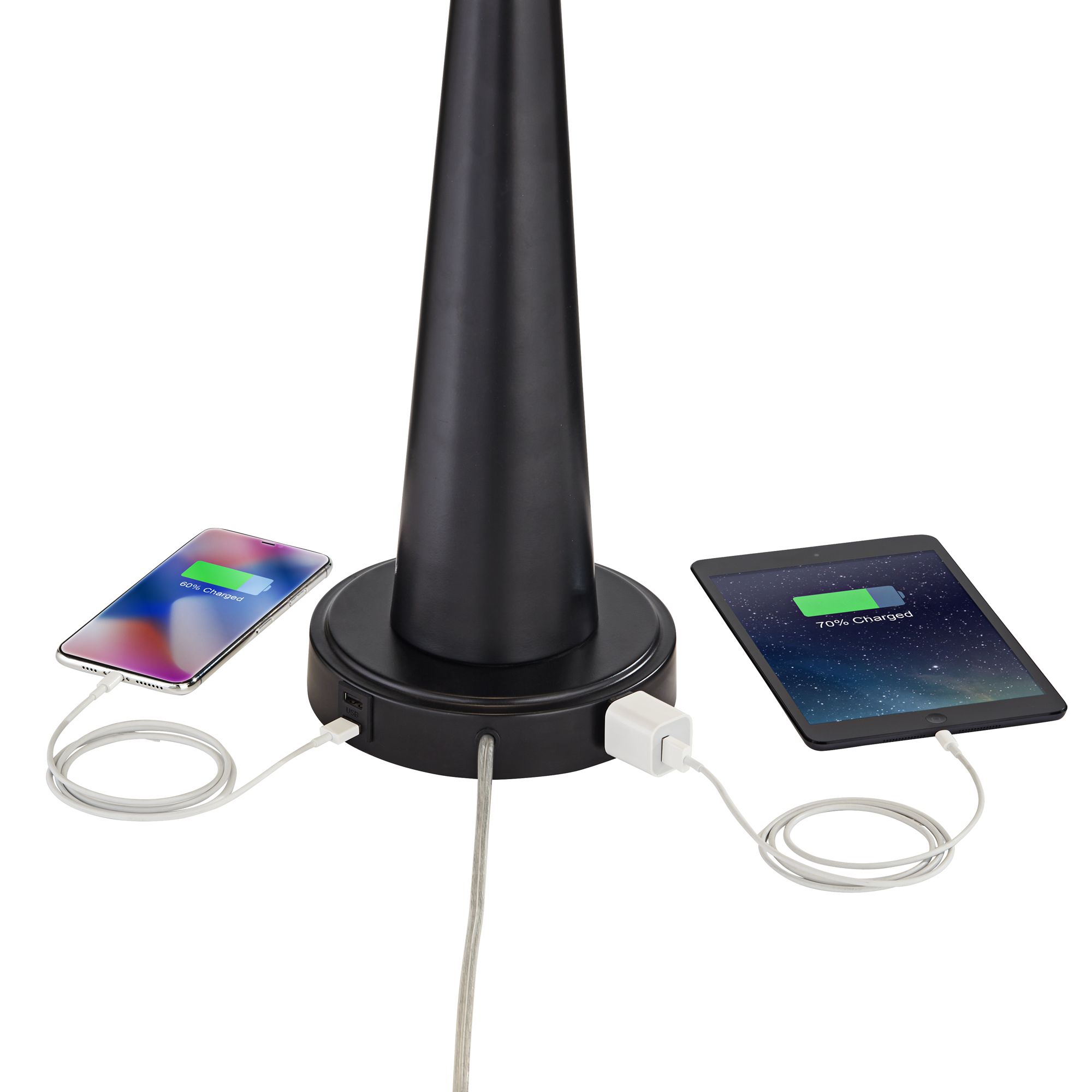 Possini Euro Polano Metal Ribbon Outlet and Dual USB Table Lamp ...