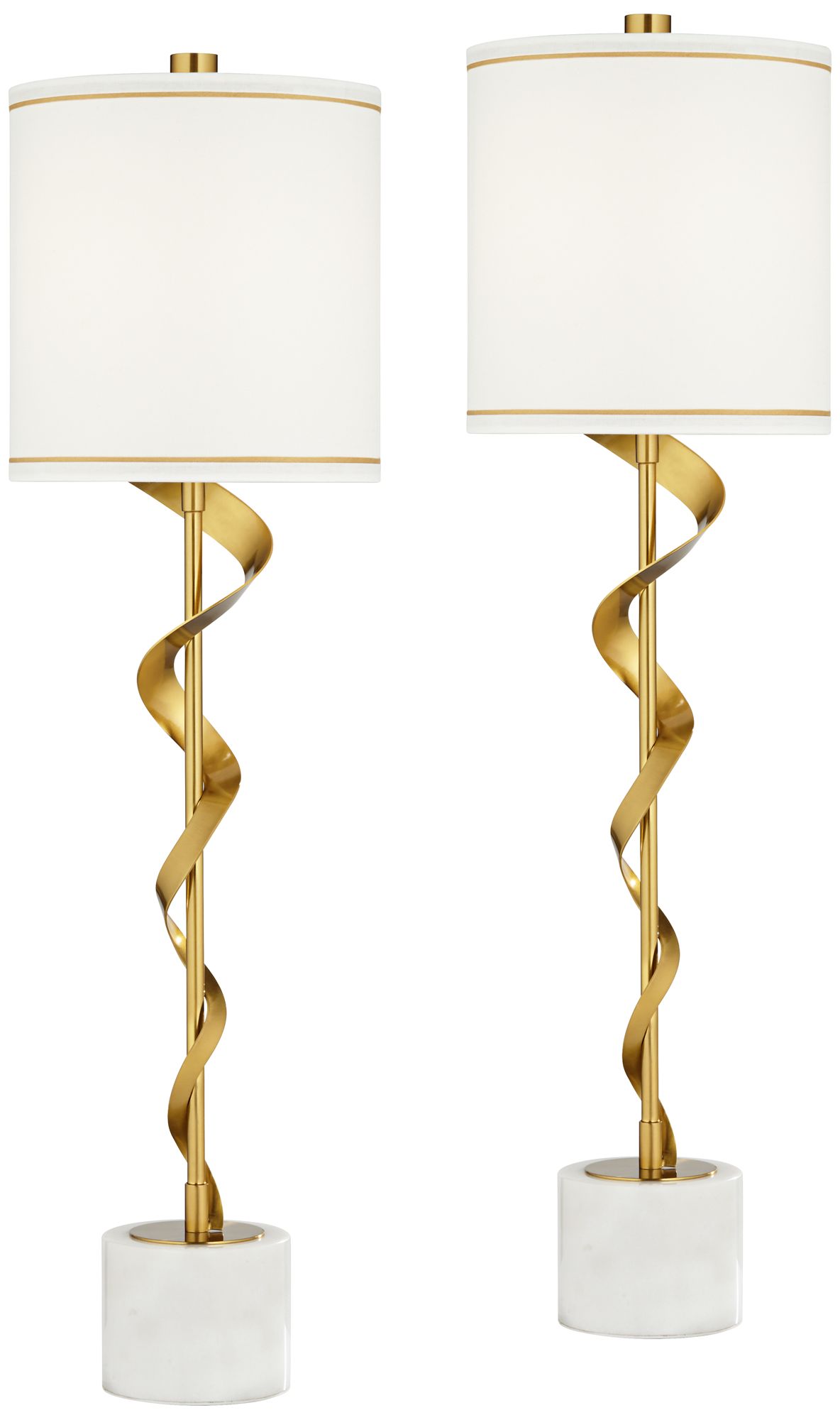 Possini Euro Ribbon 34 1/2" Marble and Gold Buffet Lamps Set of 2 ...