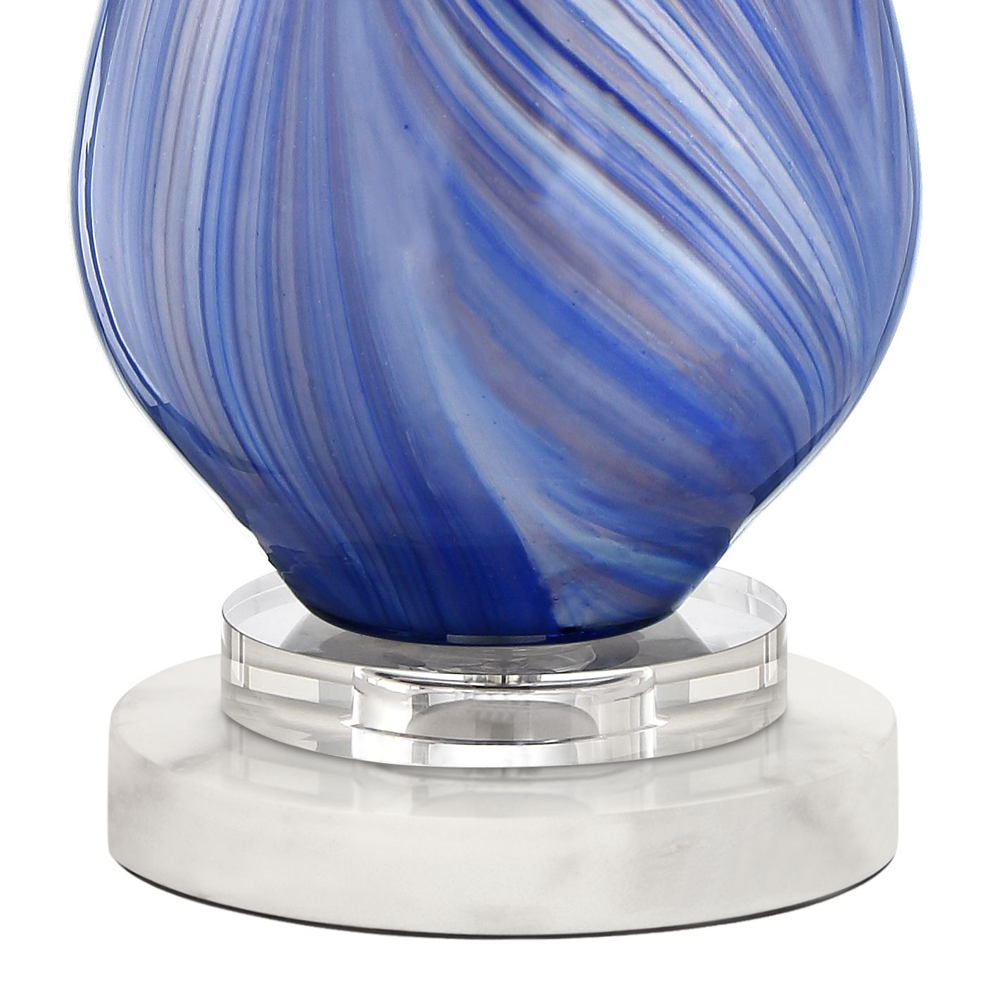 Possini Euro Taylor Blue Table Lamp with Round White Marble Riser ...