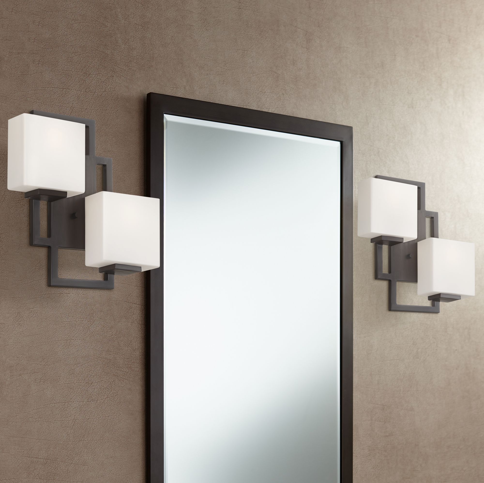 Possini Lighting on the Square 15 1/2" Bronze Wall Sconces Set of 2 ...