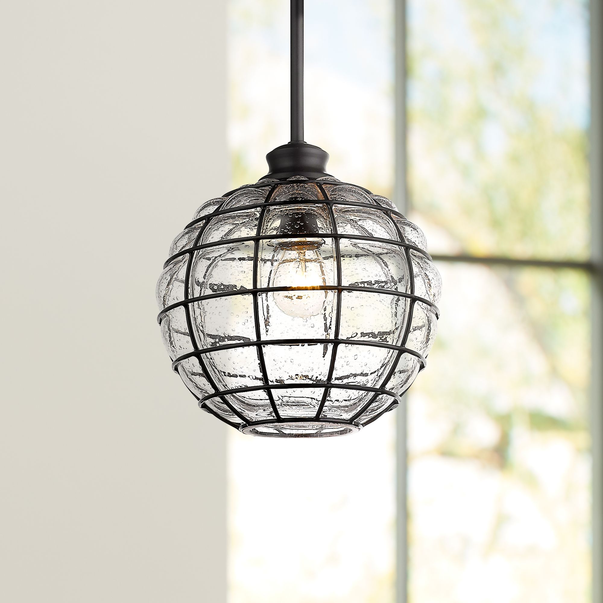 Powell 10" Wide Matte Black Mini Pendant Light - #148N0 | Lamps Plus