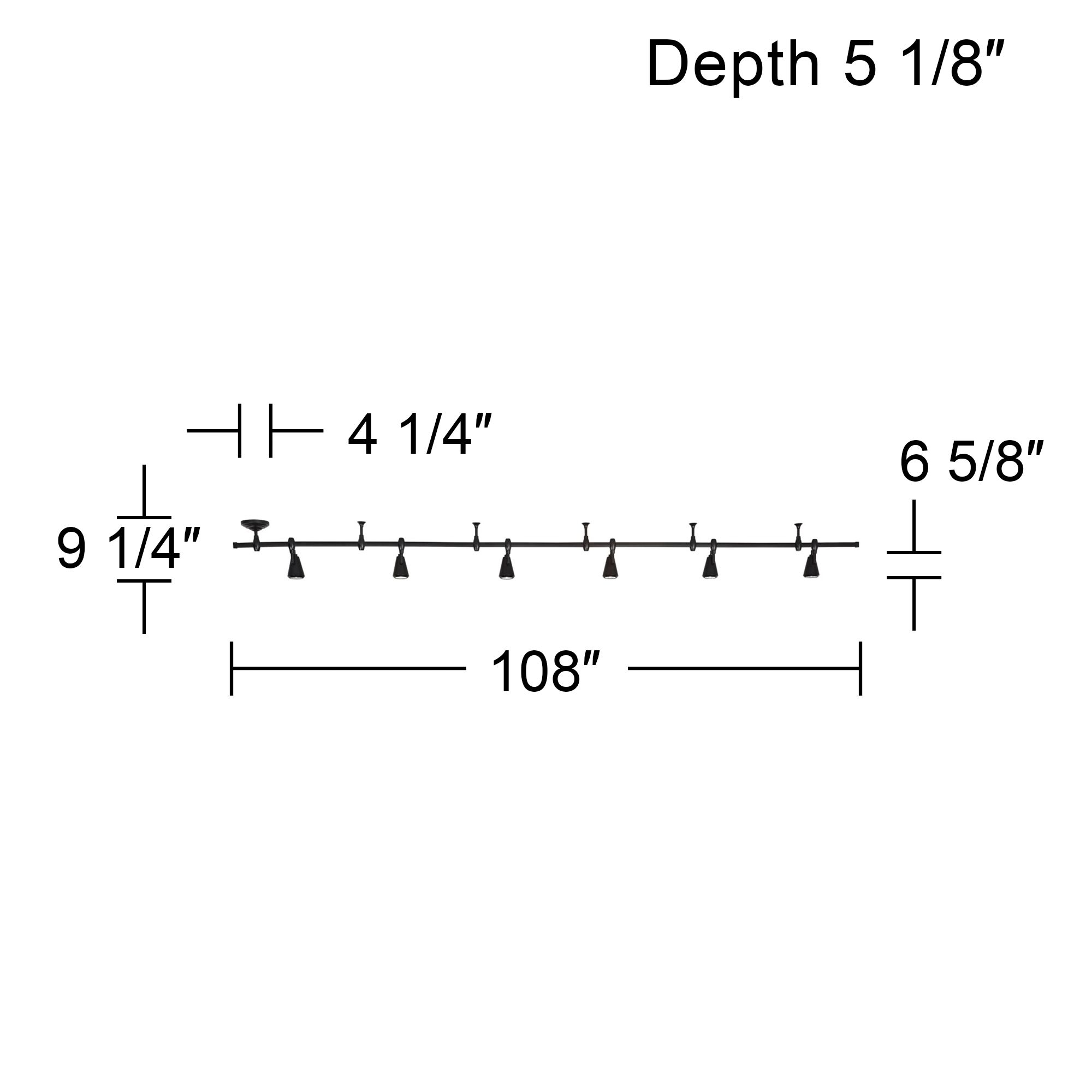 Pro Track Ali 108" Wide 6-Light Black LED Monorail Track Light - #3650C ...