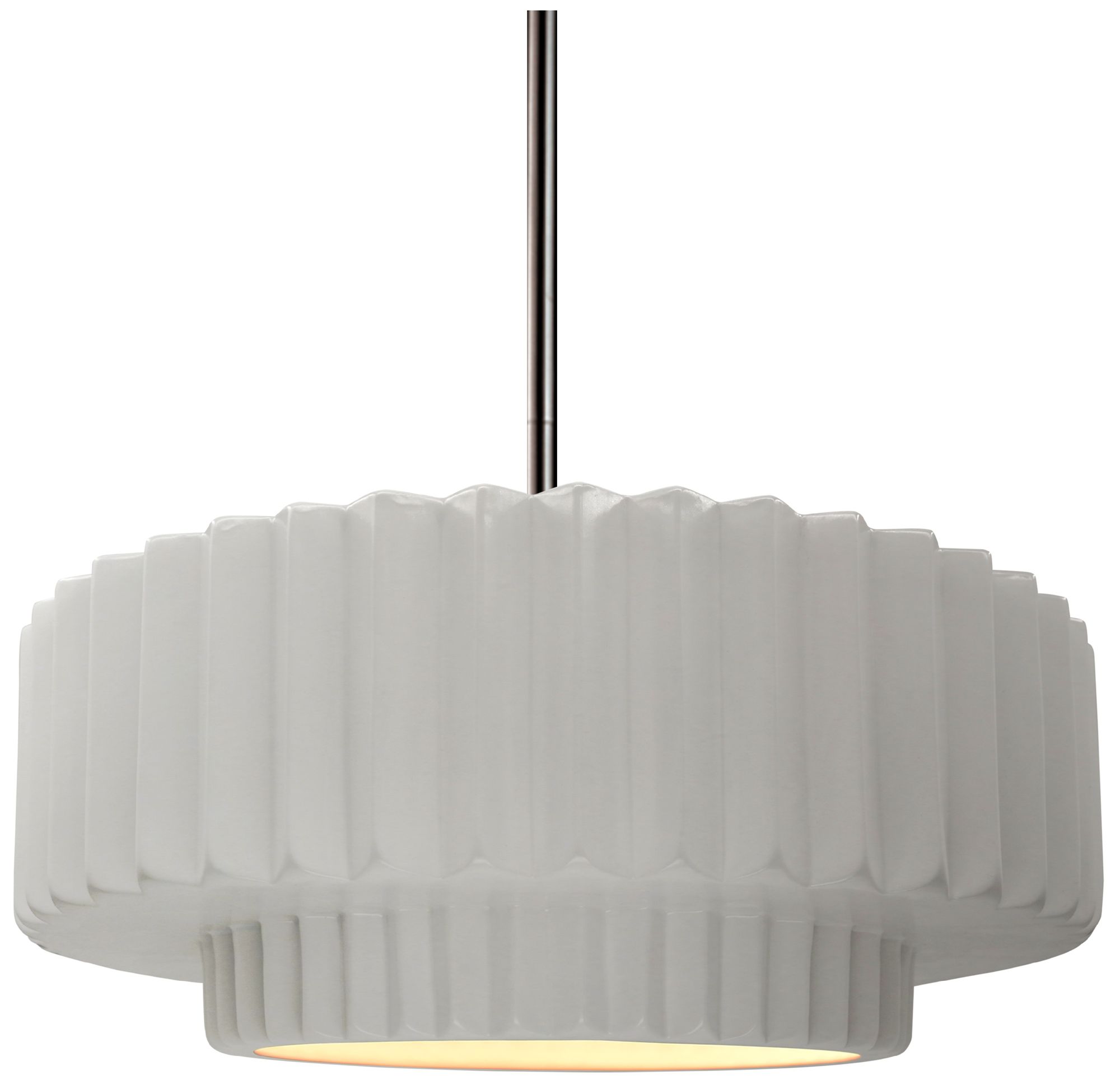 Radiance 14.5"W Bisque Frame Nickel Tier Pleated Rigid Stem Kit Pendan ...