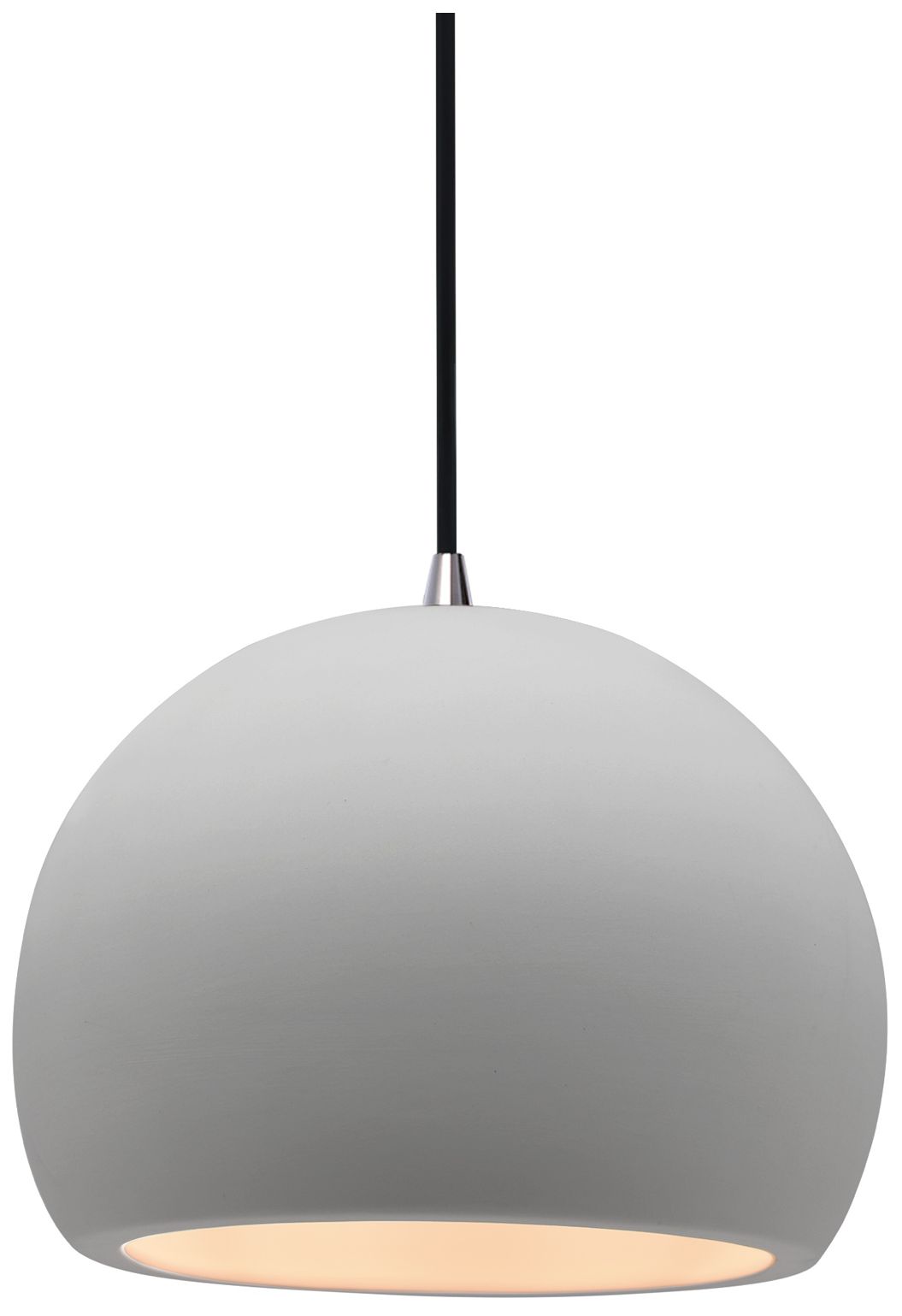 Radiance 7"W Bisque Frame Brushed Nickel Small Globe Black Cord Pendan ...