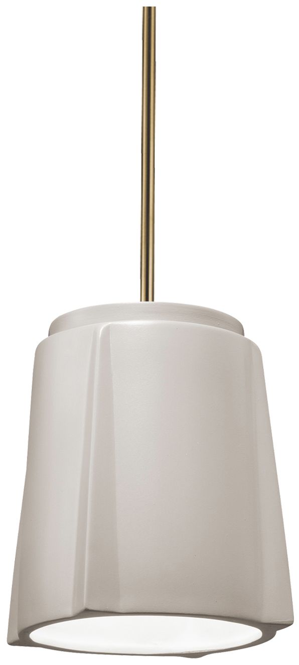 Radiance 8" Wide Antique Brass Matte White Compass Stemmed LED Pendant ...