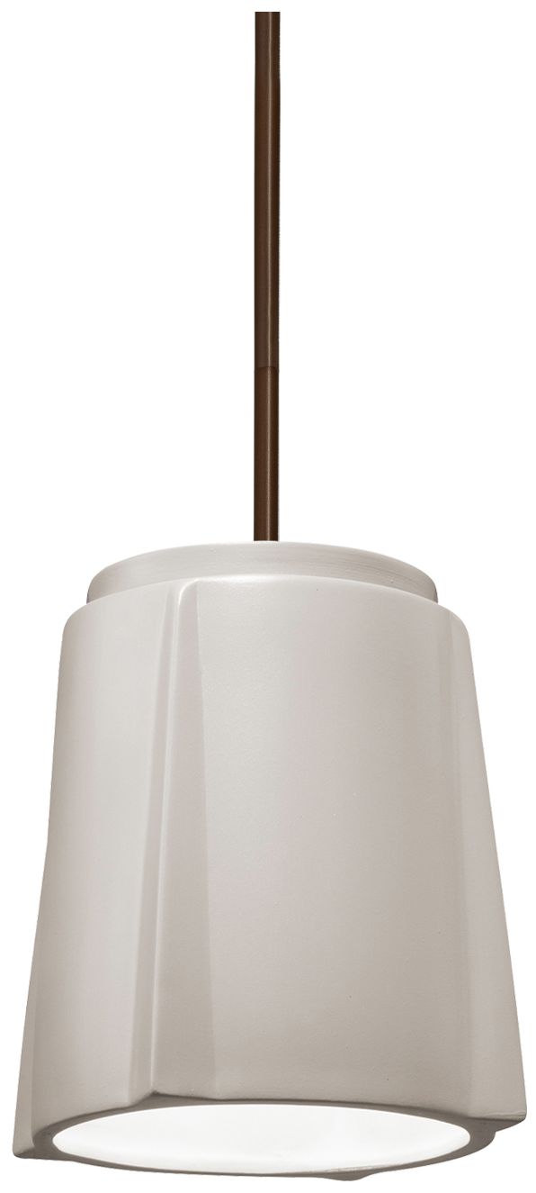 Radiance 8" Wide Dark Bronze Matte White Compass Stemmed LED Pendant ...